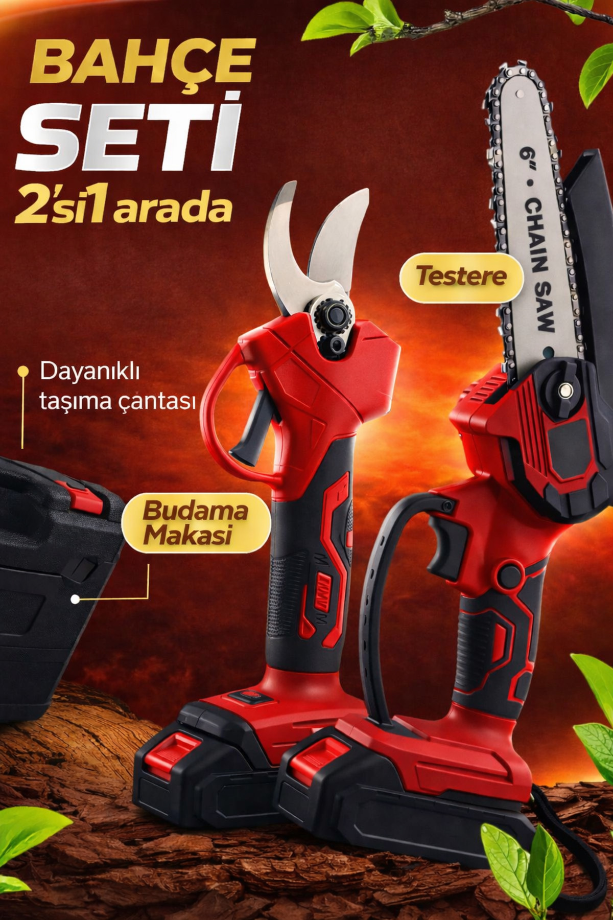 SUVİA Şarjlı Budama Makası + Mini Testere Seti 2’si 1 Arada ...