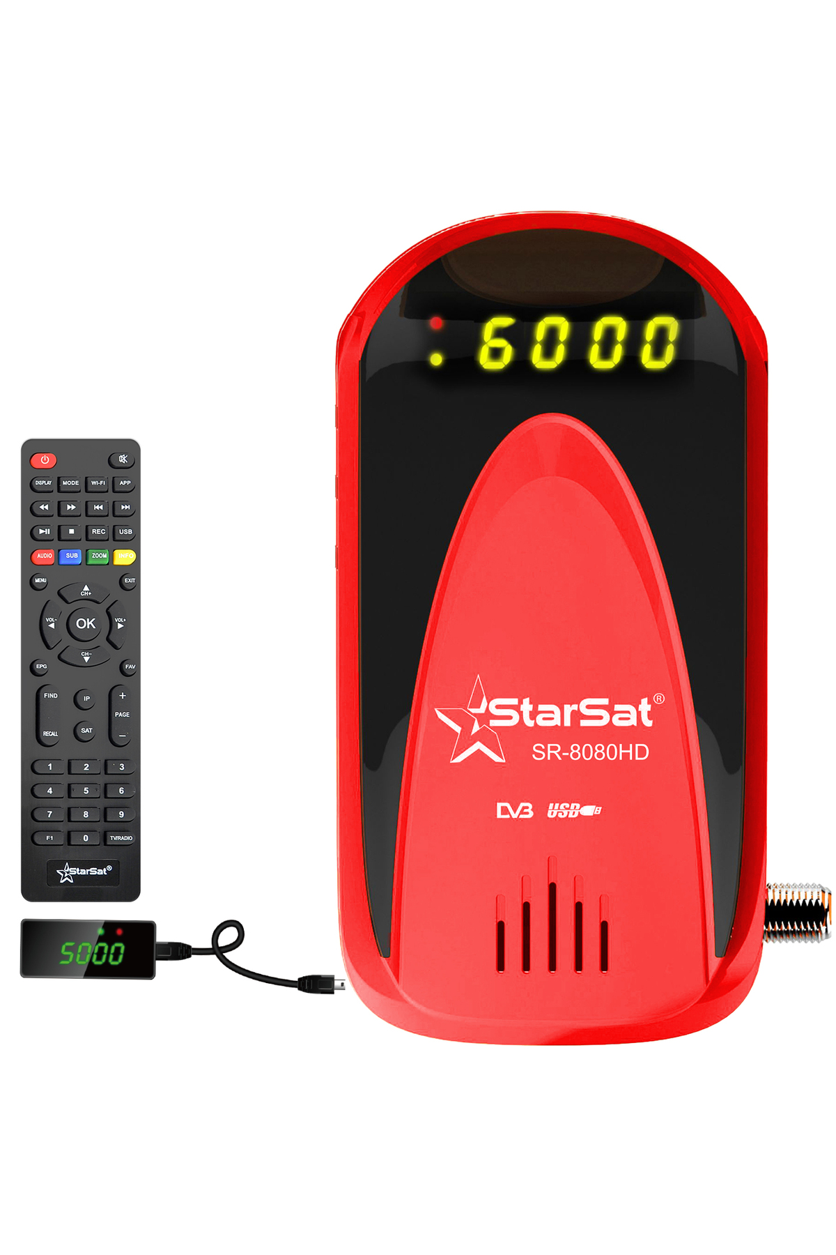 STARSAT جهاز استقبال الأقمار الصناعية المتقدم SR-8080HD - واي فاي، 4G ...