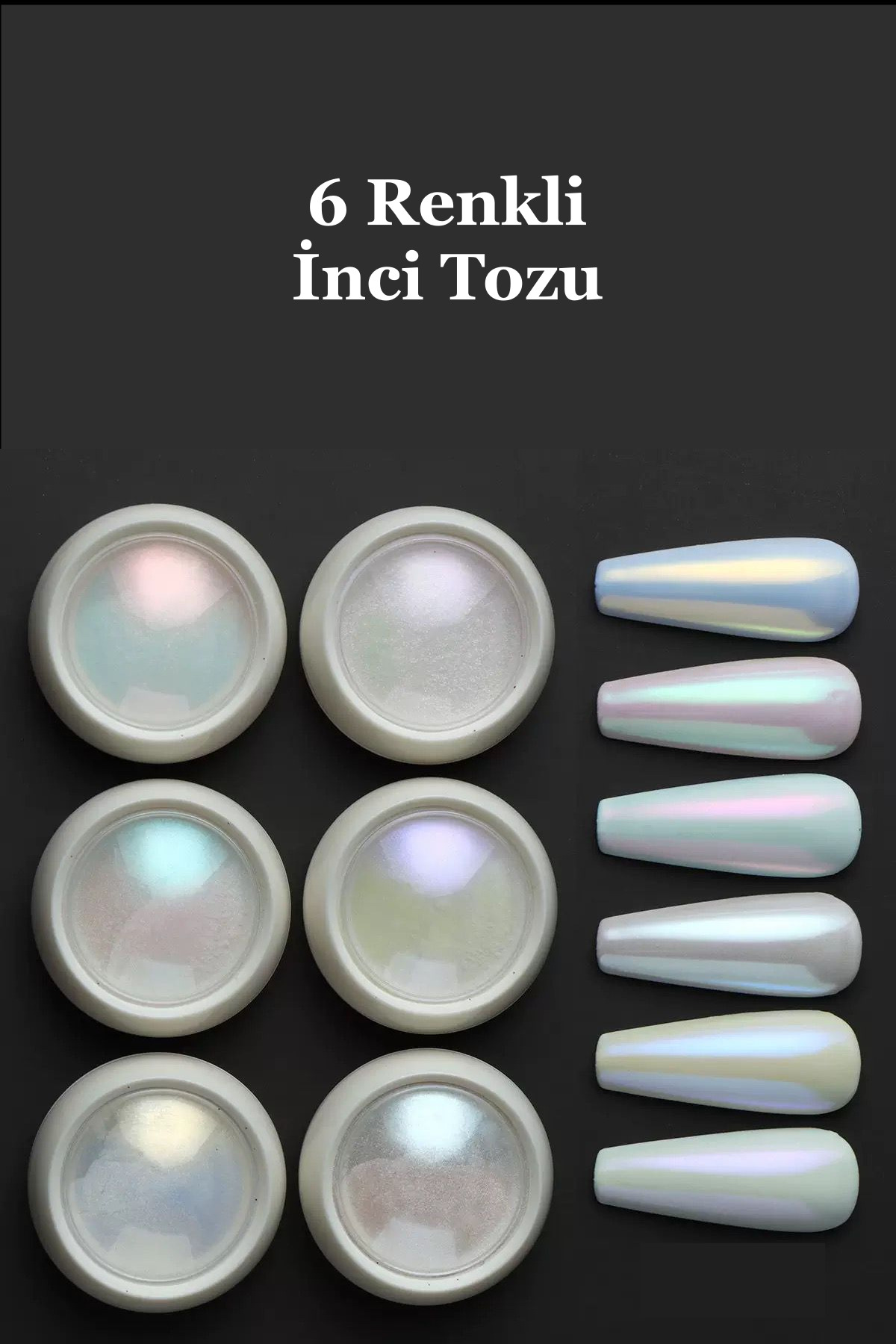 Easy Beauty 6 Adet İnci Tırnak Tozu Renkli İnci Tozu Set Nail Art Tozu ...
