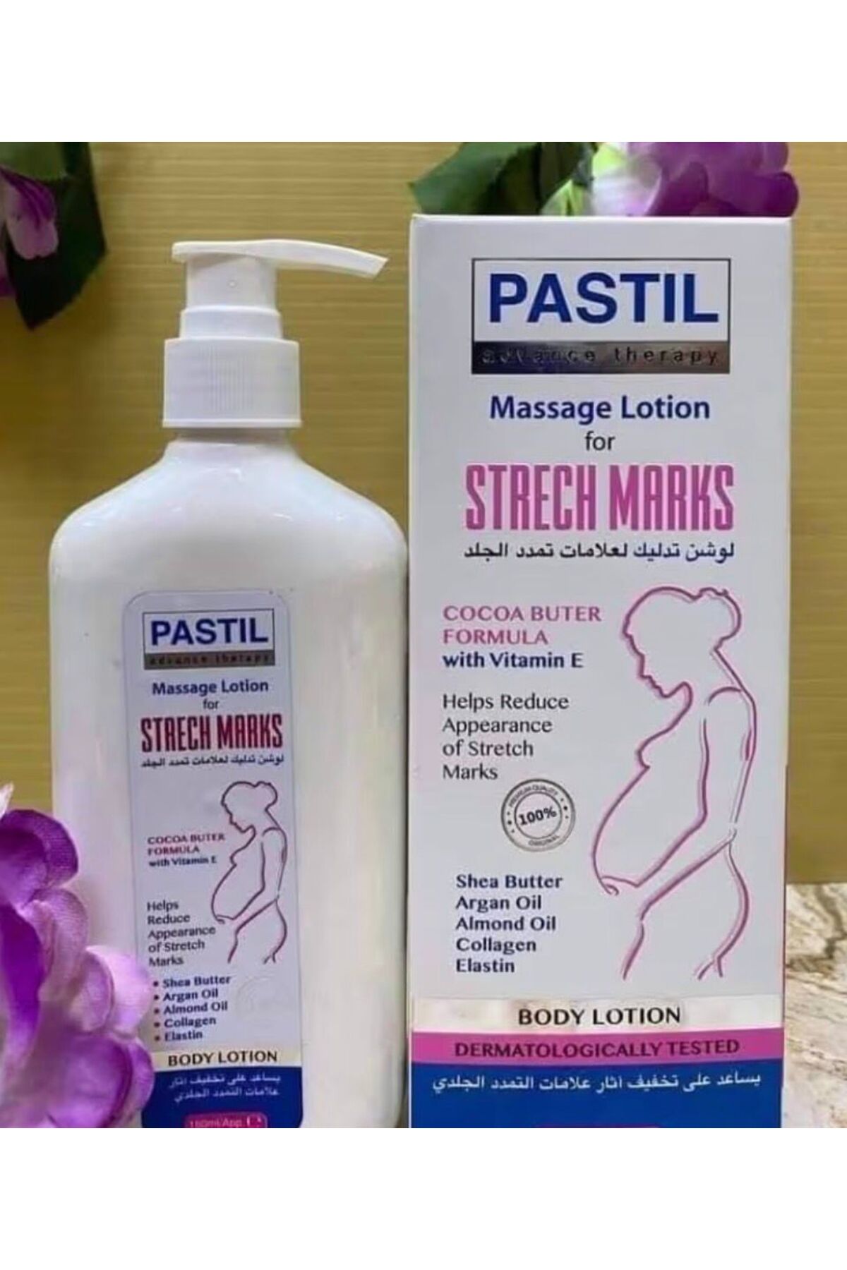 PASTIL Stretch Mark Massage Lotion with Cocoa Butter, Shea Butter ...
