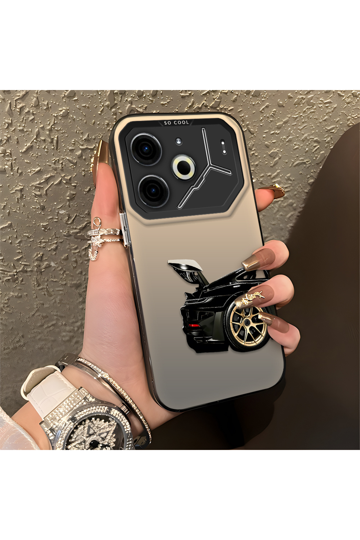 Hontinga Tecno Pova 6 Pro Uyumlu Silikon Kenar Sert Arka Anti Düşme ...