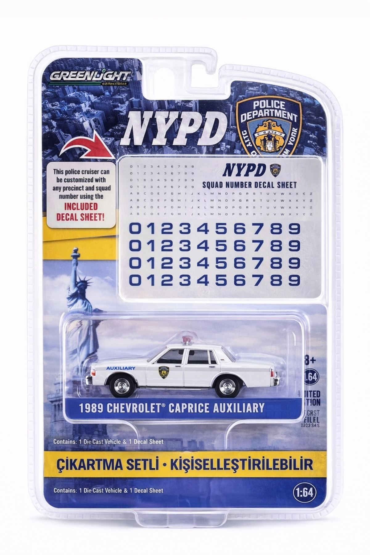 Greenlight Collectibles 1:64 NYPD 1989 Chevrolet Caprice Decal Setli ...
