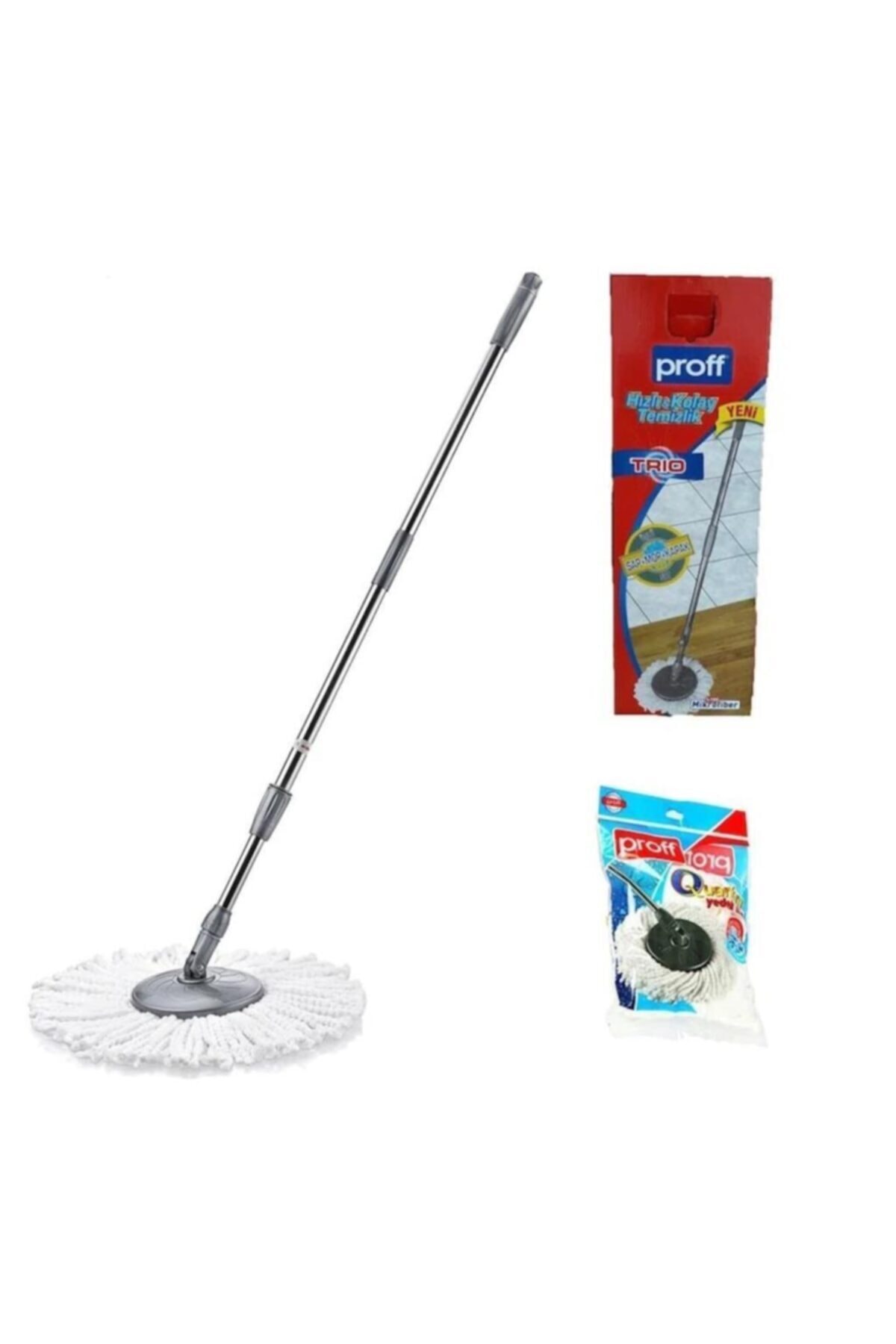 Mashotrend 3 Lü Mop Yedek Mop Seti - Mop Sopası + Mop Başı + Mop ...
