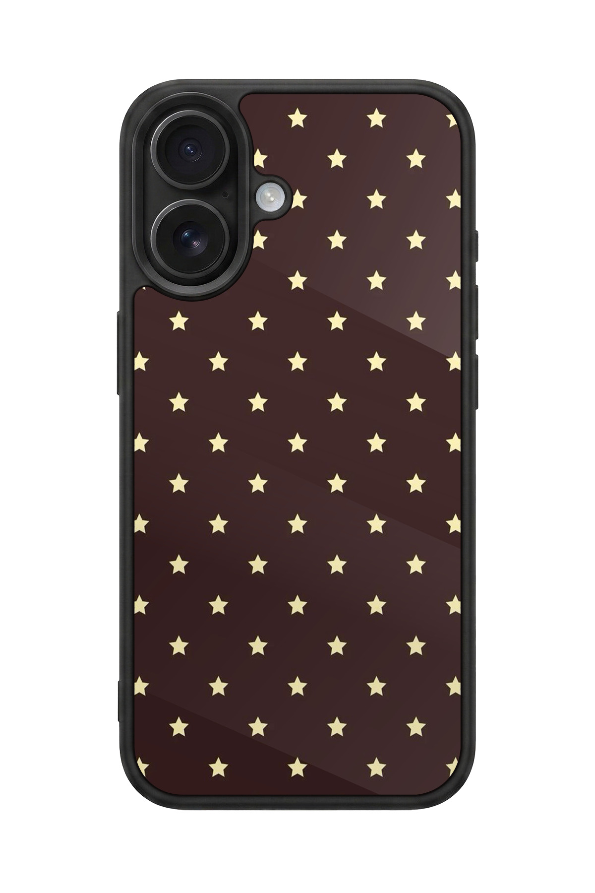 SCALETA CASE iPhone 16 Uyumlu Yıldız Tasarımlı Glossy Mat Siyah Silikon ...