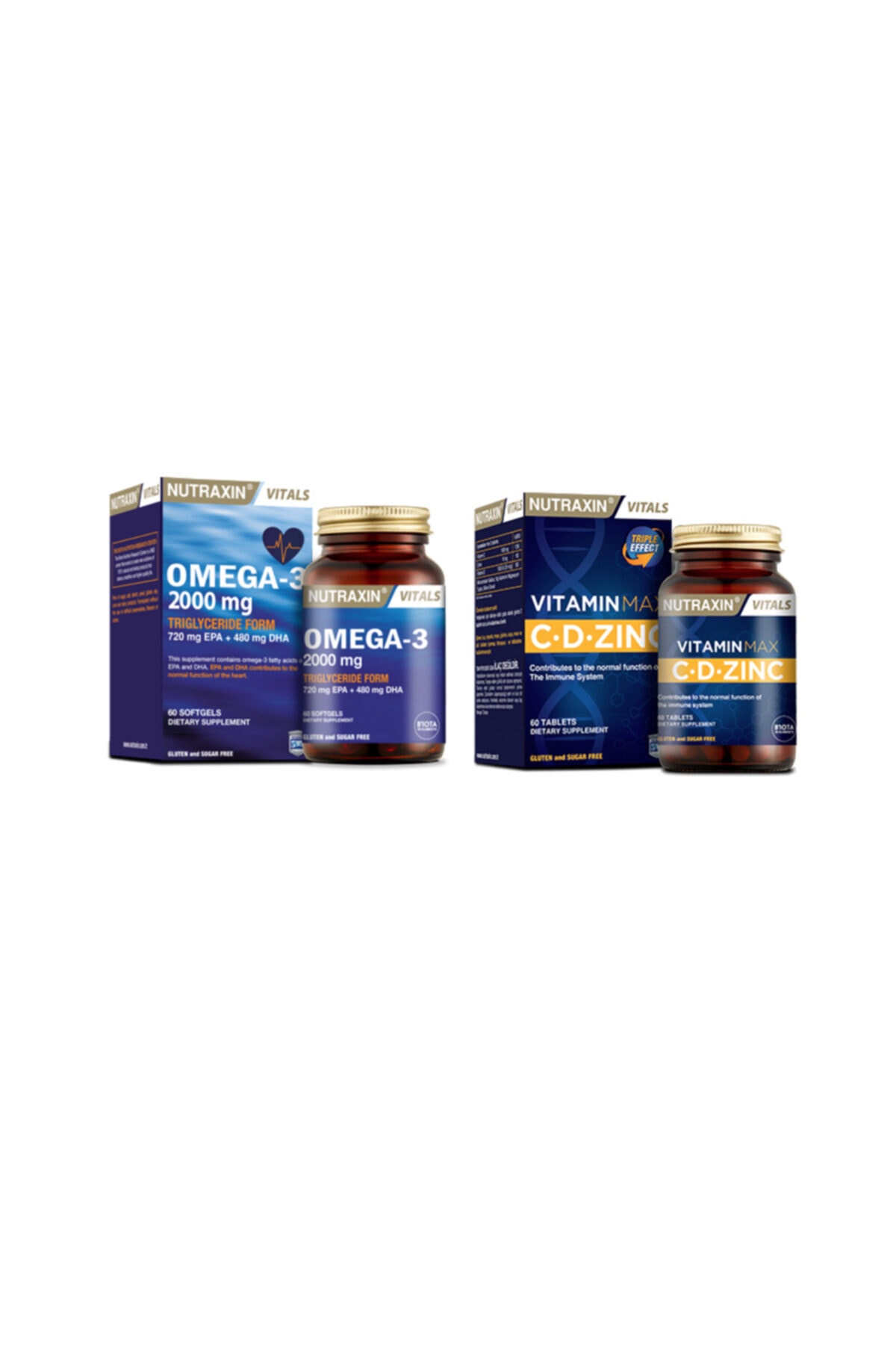 Nutraxin Omega 3 Balık Yağı 2000 Mg 60 Yumuşak Kapsül + Vitamin Max (c ...