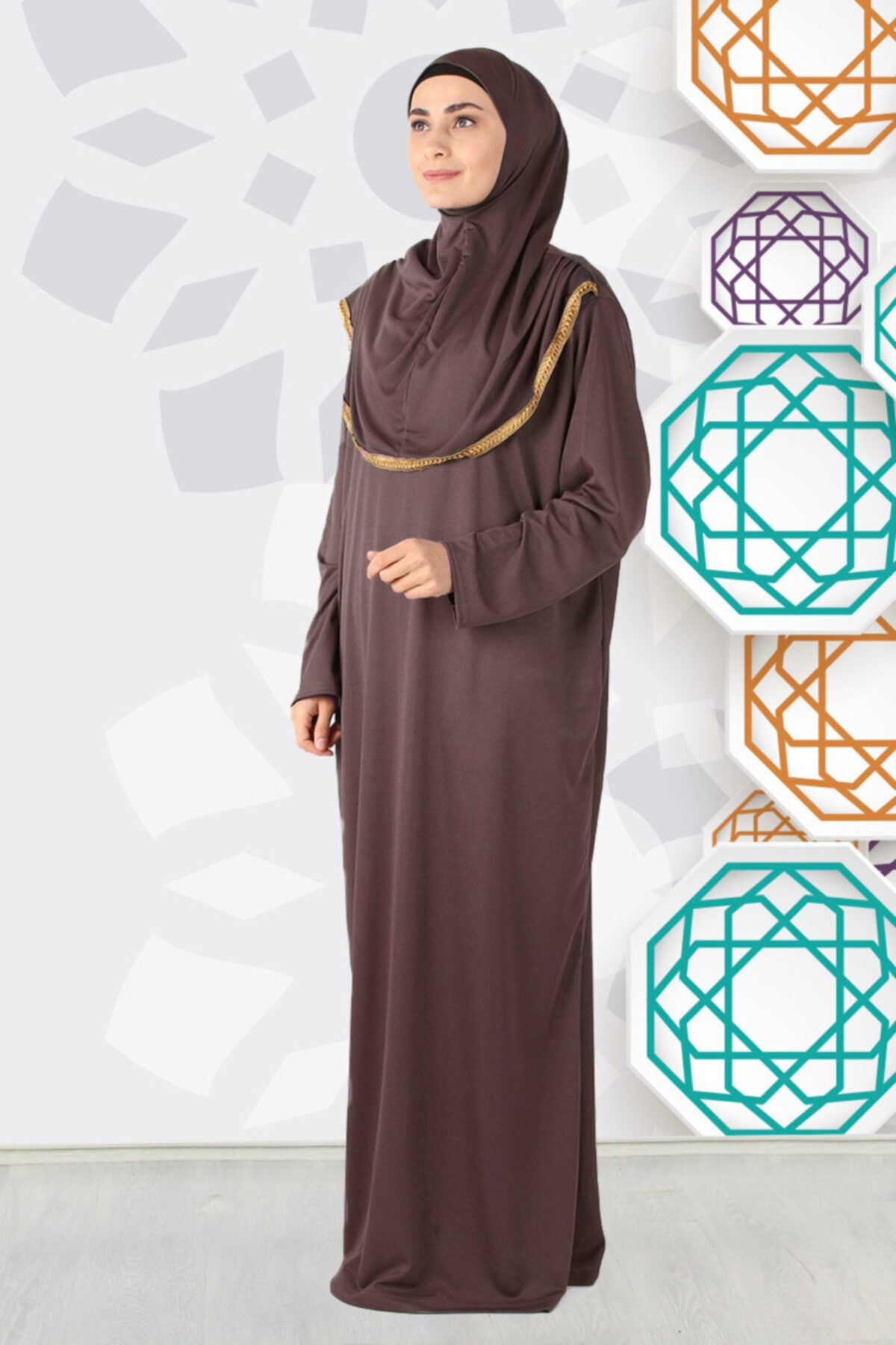 Feiza Collection Güpür Detaylı Namaz Elbisesi - Kahverengi Fiyatı ...