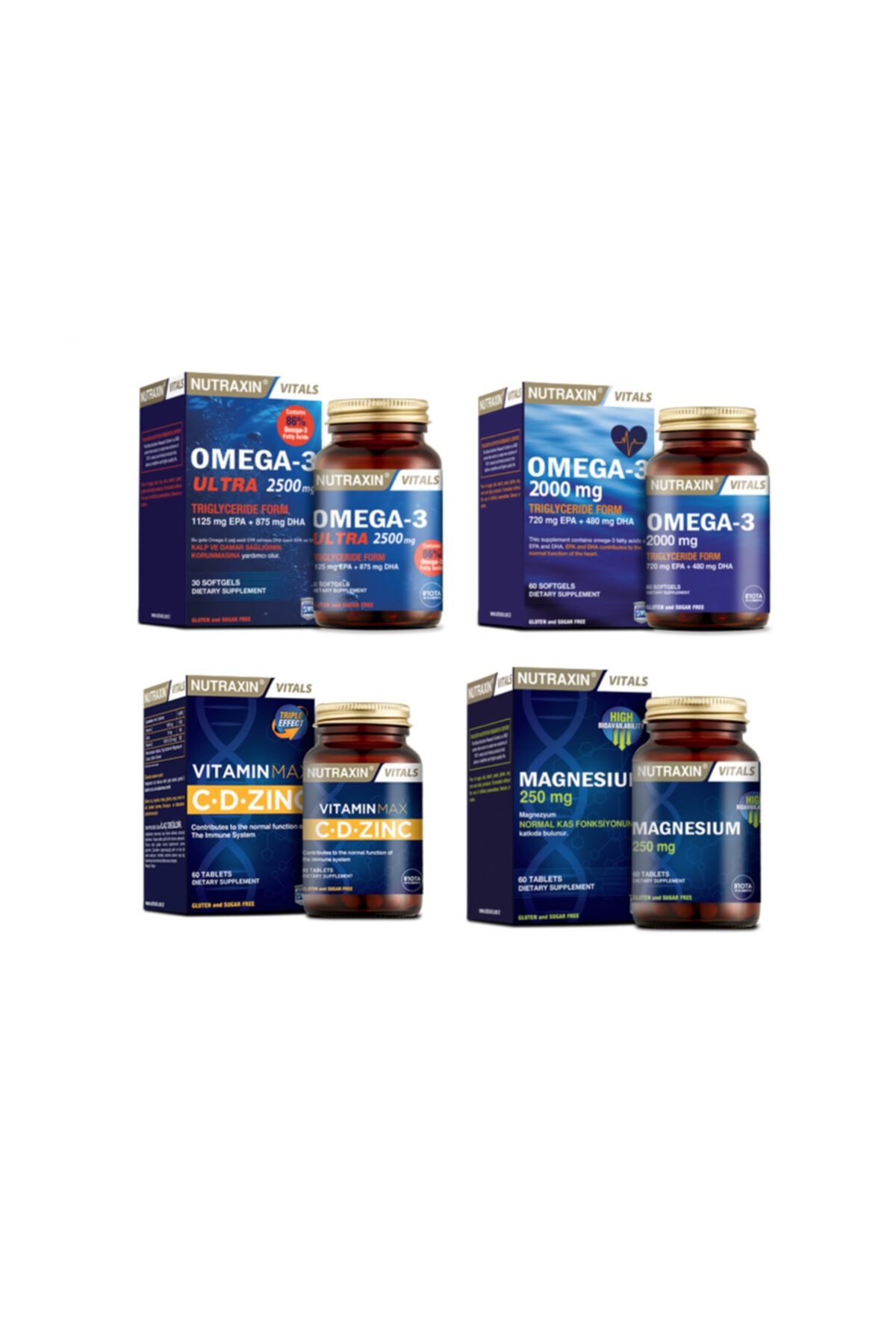 Nutraxin Omega 3 Ultra 2500 Mg - 30 Capsules+Vitamin Max 60 Tablets ...