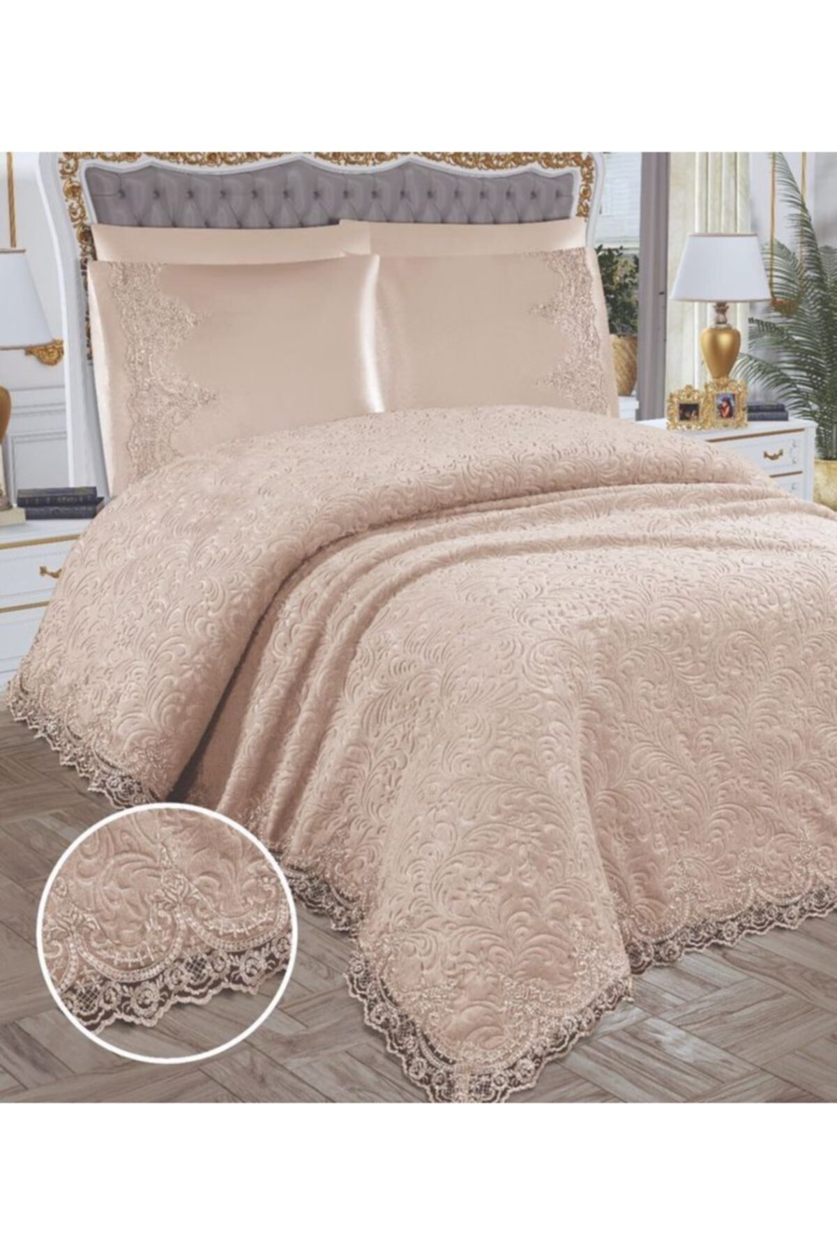 Bella Home Belma Battaniyeli Fransız Yatak Örtüsü Cappuccıno - Fiyatı, Yorumları