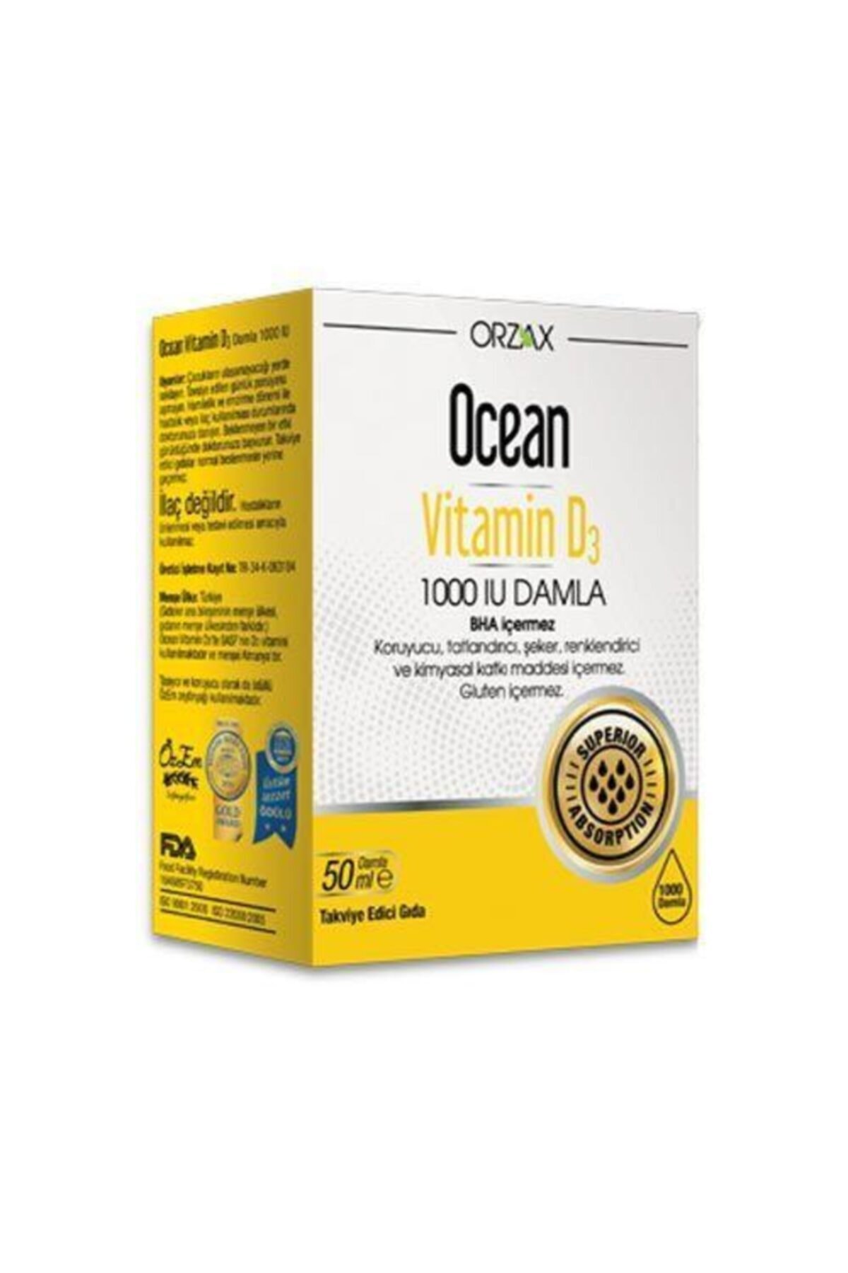 Ocean Orzax Ocean Vitamin D3 1000 IU Damla 50 ml Fiyatı, Yorumları ...