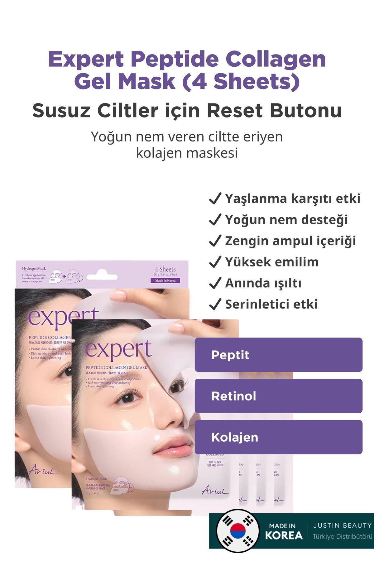 Ariul Expert Peptide Collagen Gel Mask - Peptit & Kolajen Sıkılaştırıcı ...