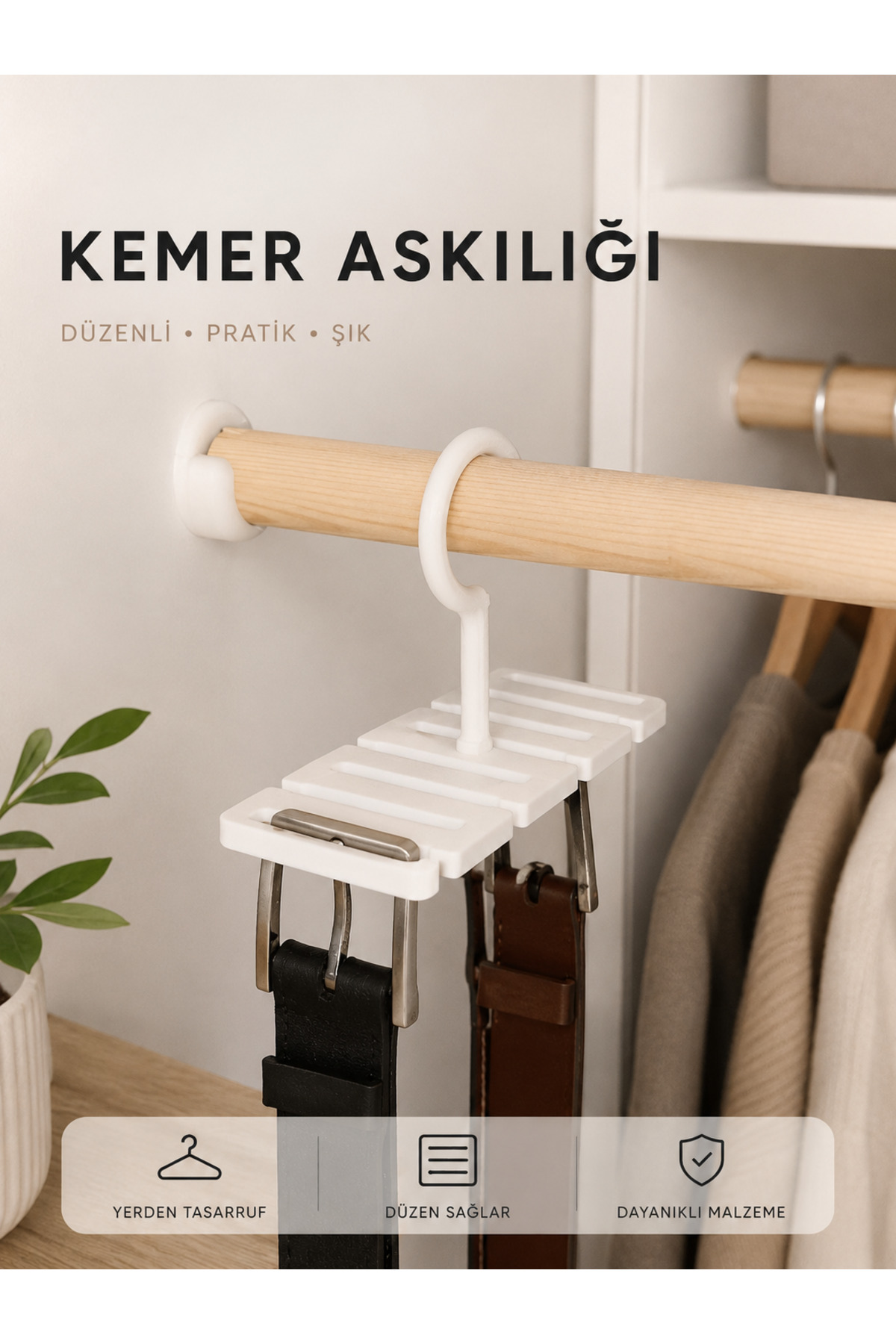 ND Shopping 6'lı Kemer Askılığı Dolap İçi Düzenleyici Askı Aparatı ...