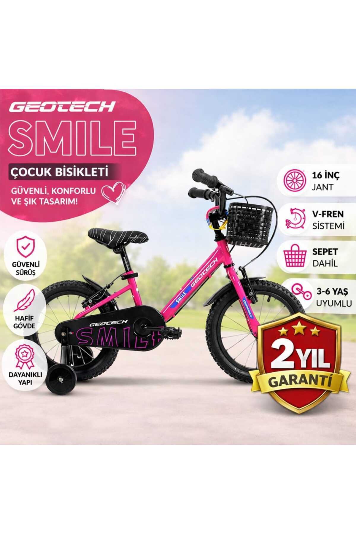 Geotech Smile 16 Jant Kız Çocuk Bisikleti - Sepetli, Yan Tekerlekli ...
