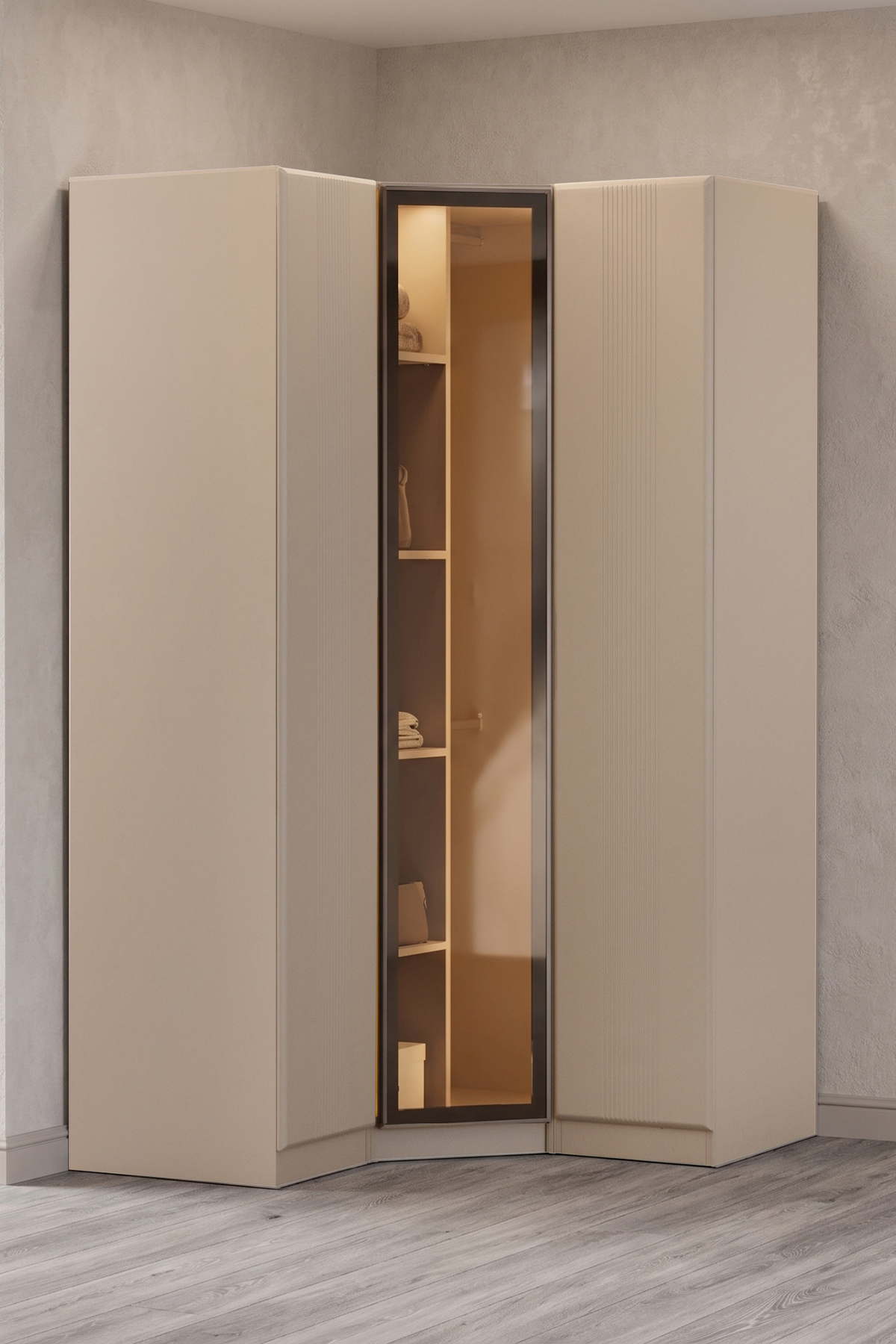 Eymense Lora Gardırop %100 MDF Köşe Modüler Giyinme Odası Dolabı ...