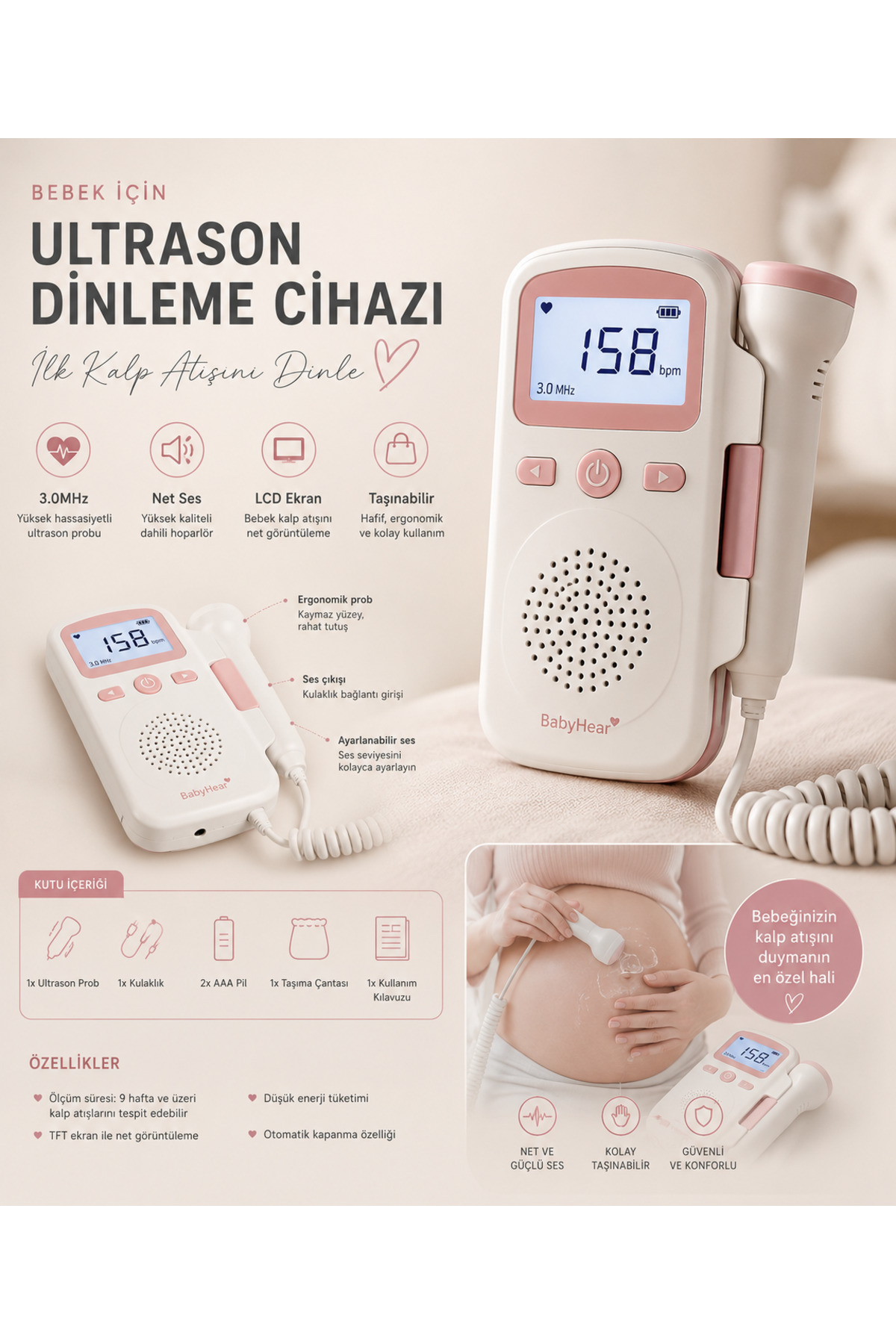Zigver Fetal ctg monitör ev İşlevli fetal doppler cardiotocograph ...