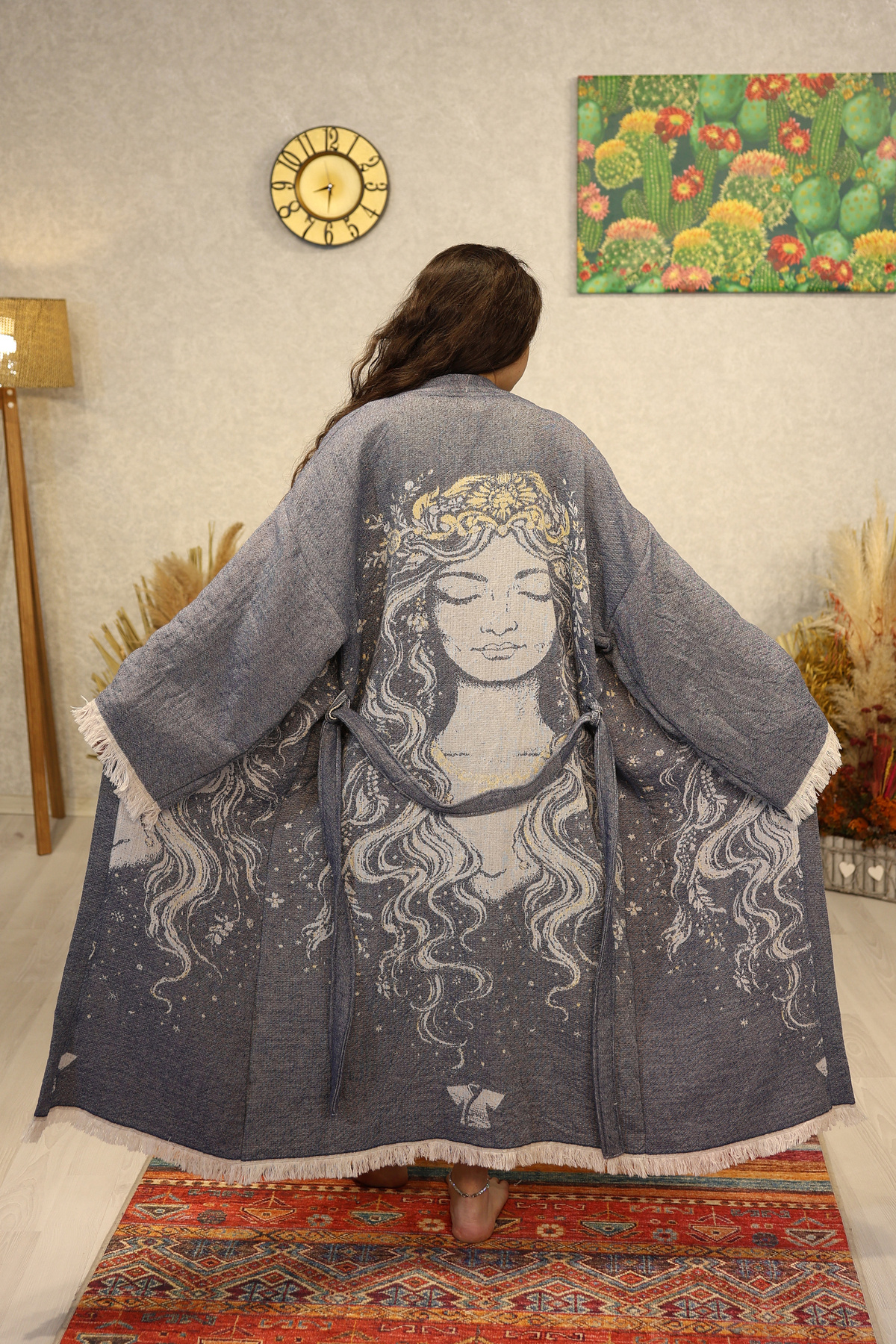 Befera Design Müslin Kimono %100 Pamuklu Taçlı Kadın Desenli Jakarlı ...