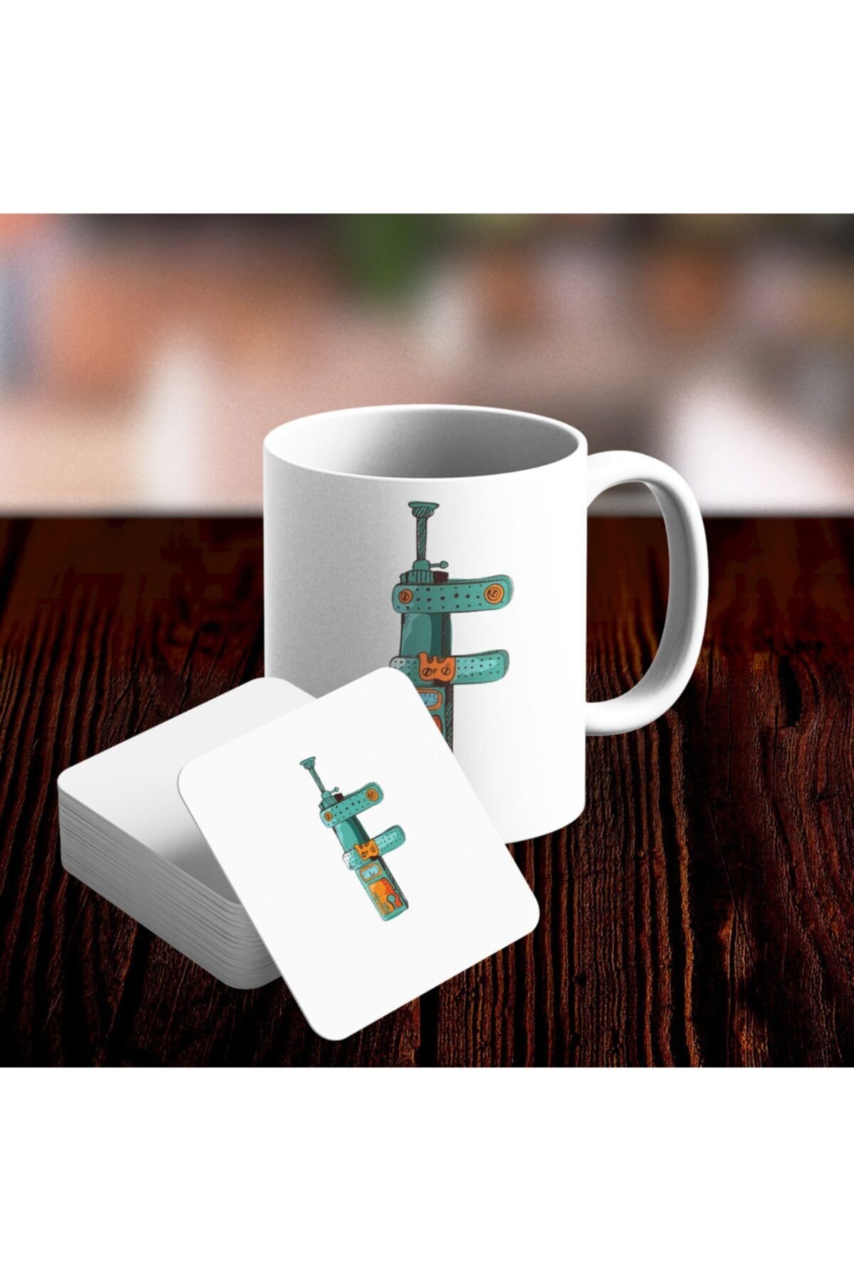 Genel Markalar F Harfi Tasarımlı Kupa ve Bardak Altlığı Seti EHHT00808 ...