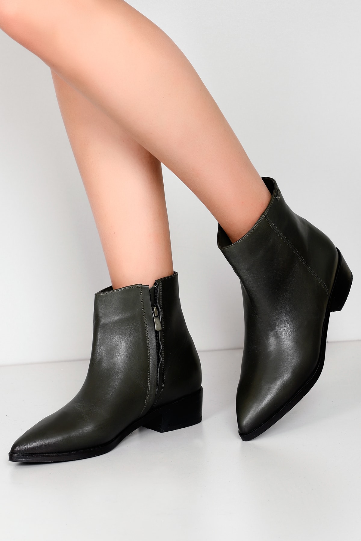 G.Ö.N Kadın Haki Hakiki Deri Bot 52456