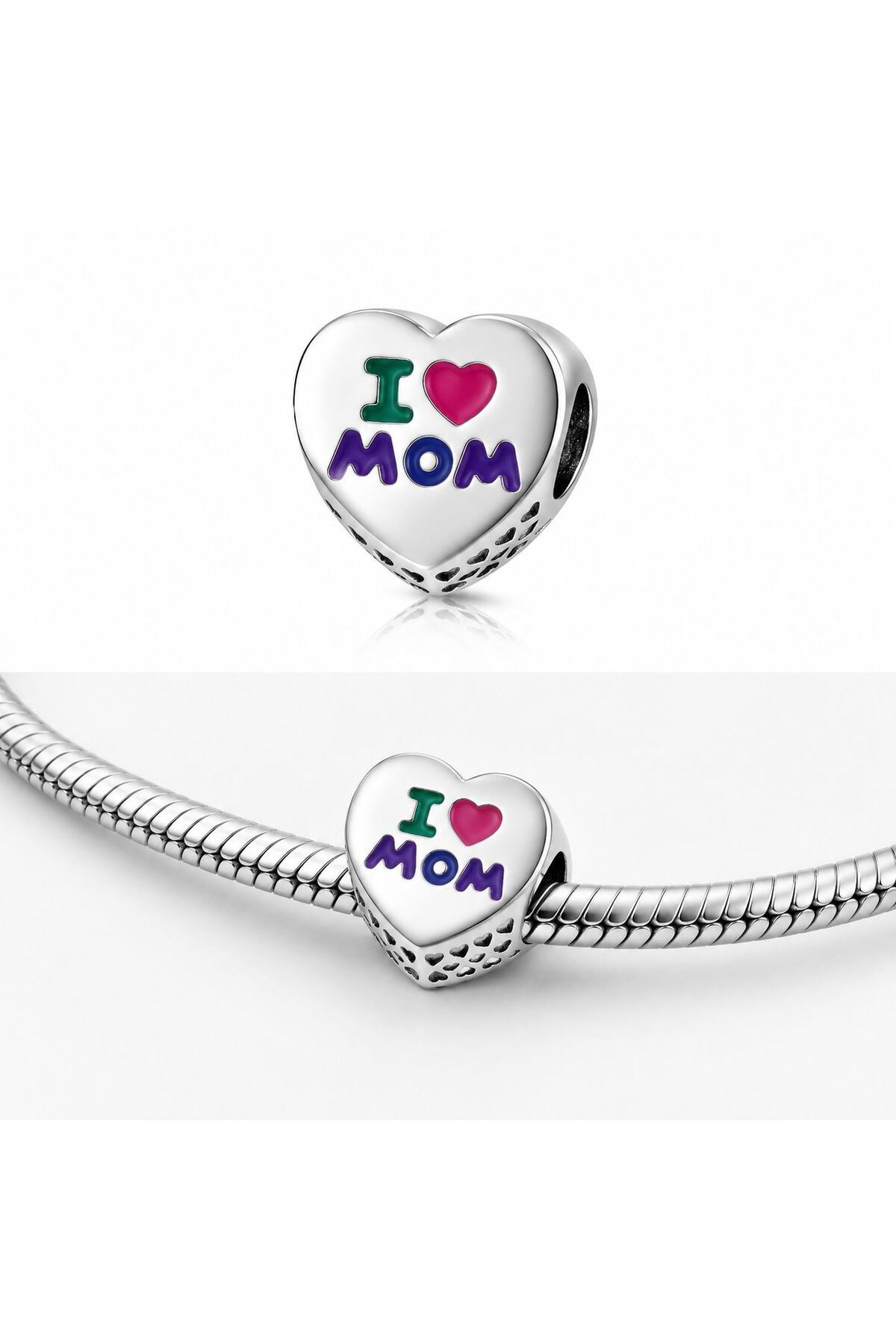 Singularis I Love Mom Yazılı Renkli Kalp Charm - Anneler Günü Hediyesi ...