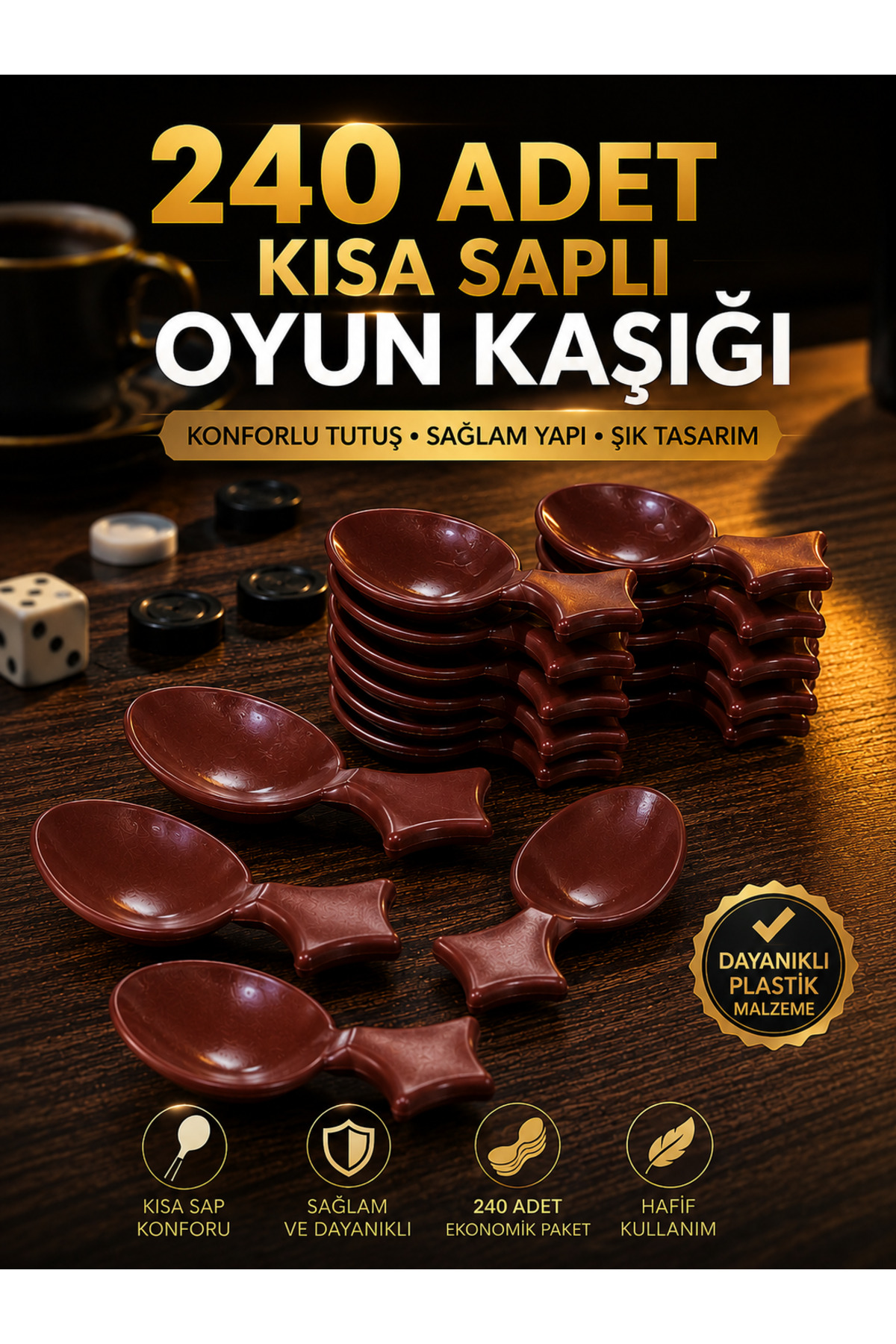 HARPUTLUPLASTİK KISA SAPLI OYUN KAŞIĞI(240 Adet) - Fiyatı, Yorumları