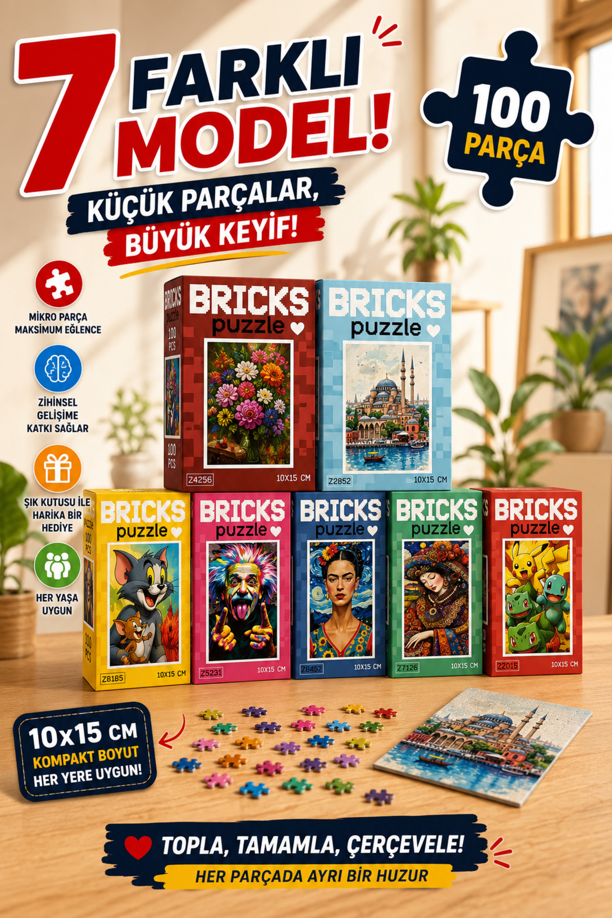 kidssan games Bricks Mini Puzzle Seti 7 Farklı Model – 100 Parça 10x15 ...