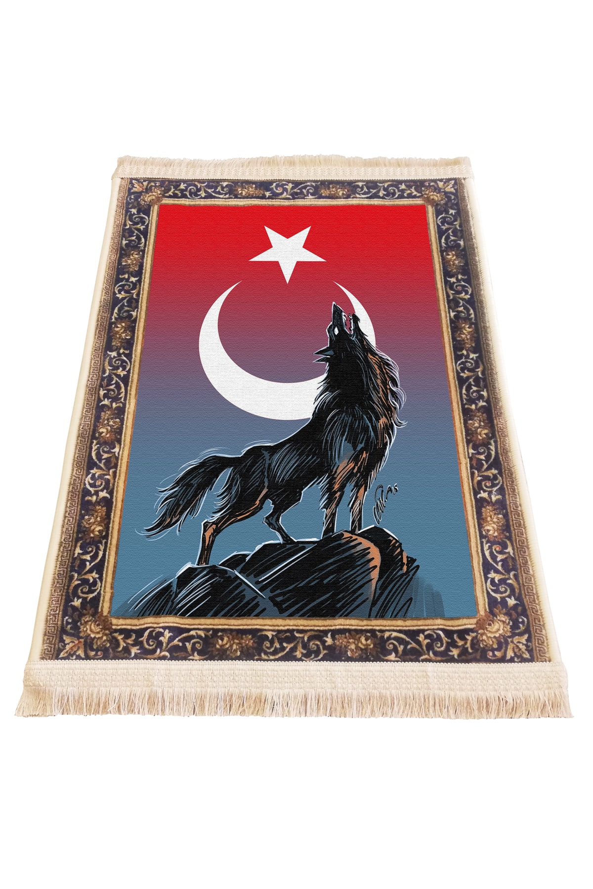 Colorix Carpet Üç Hilal Bozkurt Resimli Duvar Halısı Saçaklı No: Fiyatı ...