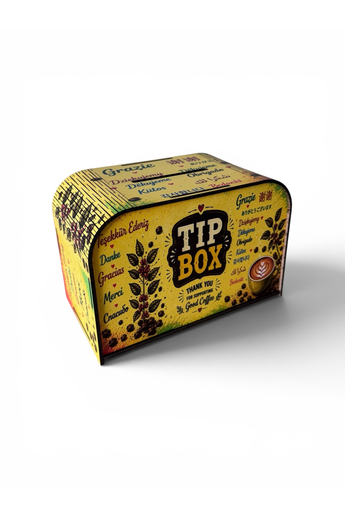 UNT Tip Box Retro Kahve Temalı Ahşap Mdf Bahşiş Kutusu – Kafe, Restoran ...
