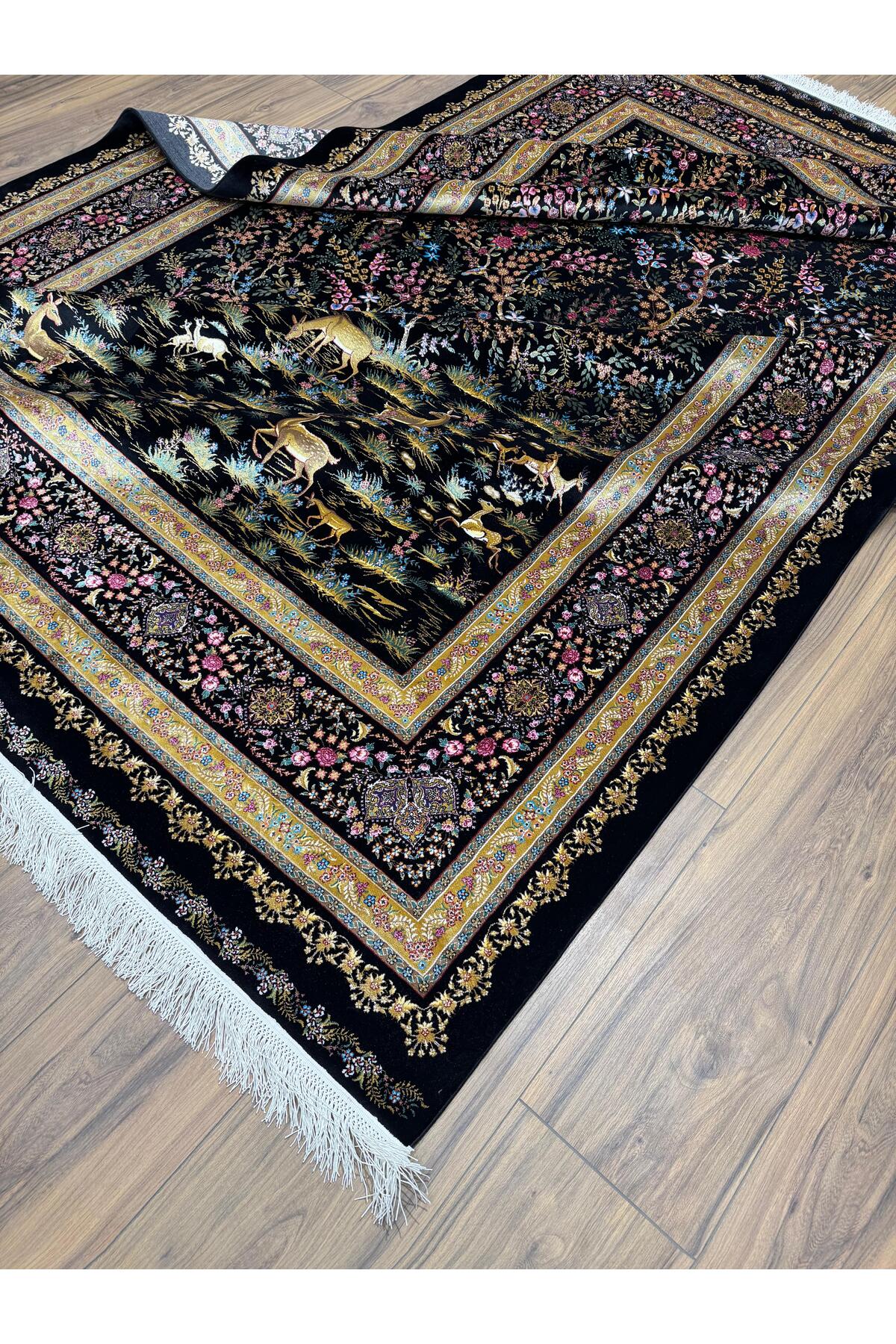 Neşem Halı Boutique HAYAT AĞACI SİYAH 150 TARAK İRAN İPEK HALIMIZ ...
