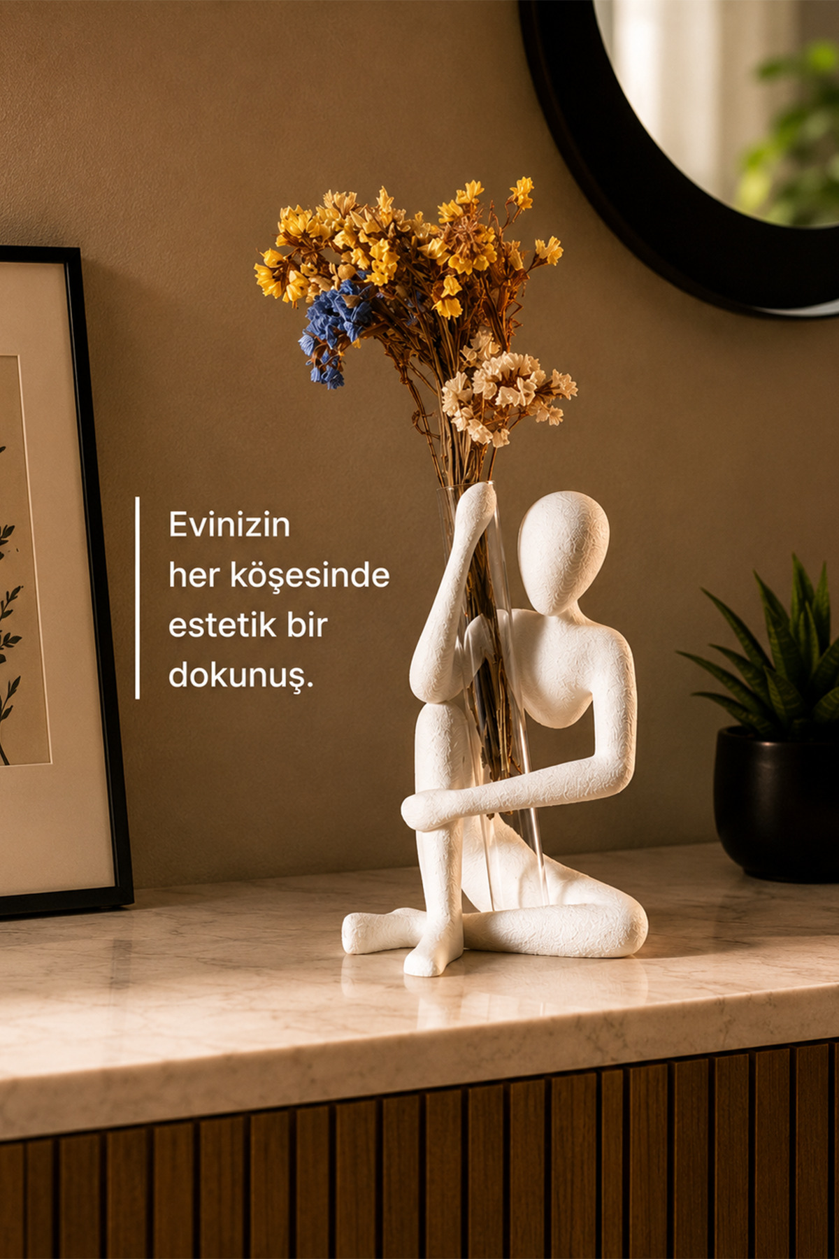 İBERİALHOME Sanatsal İnsan Figürlü Biblo Vazo | Modern Ev Dekorasyonu ...