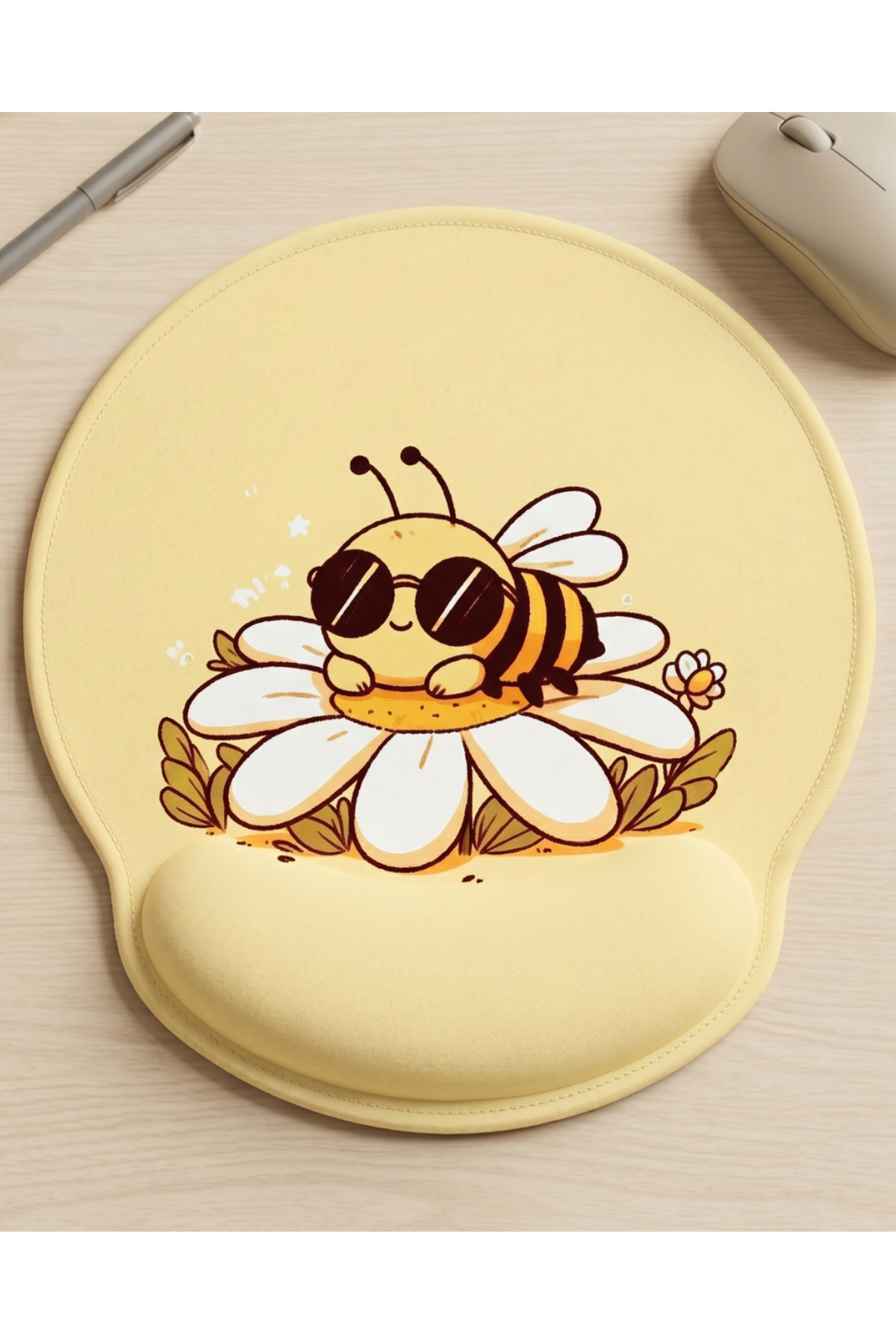 matizya Arılı Papatya Bilek Destekli Oval Mousepad 19x23 cm Ergonomik ...