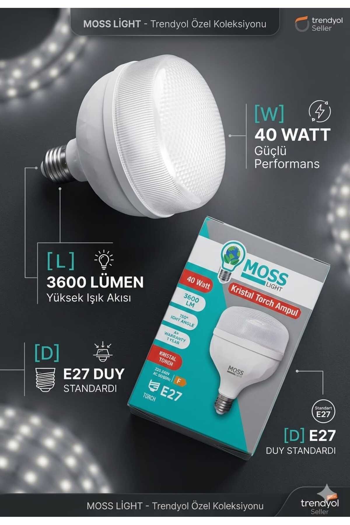moss light VİP AYDINLATMA / 40 WATT KRİSTAL TORCH AMPÜL - Fiyatı, Yorumları