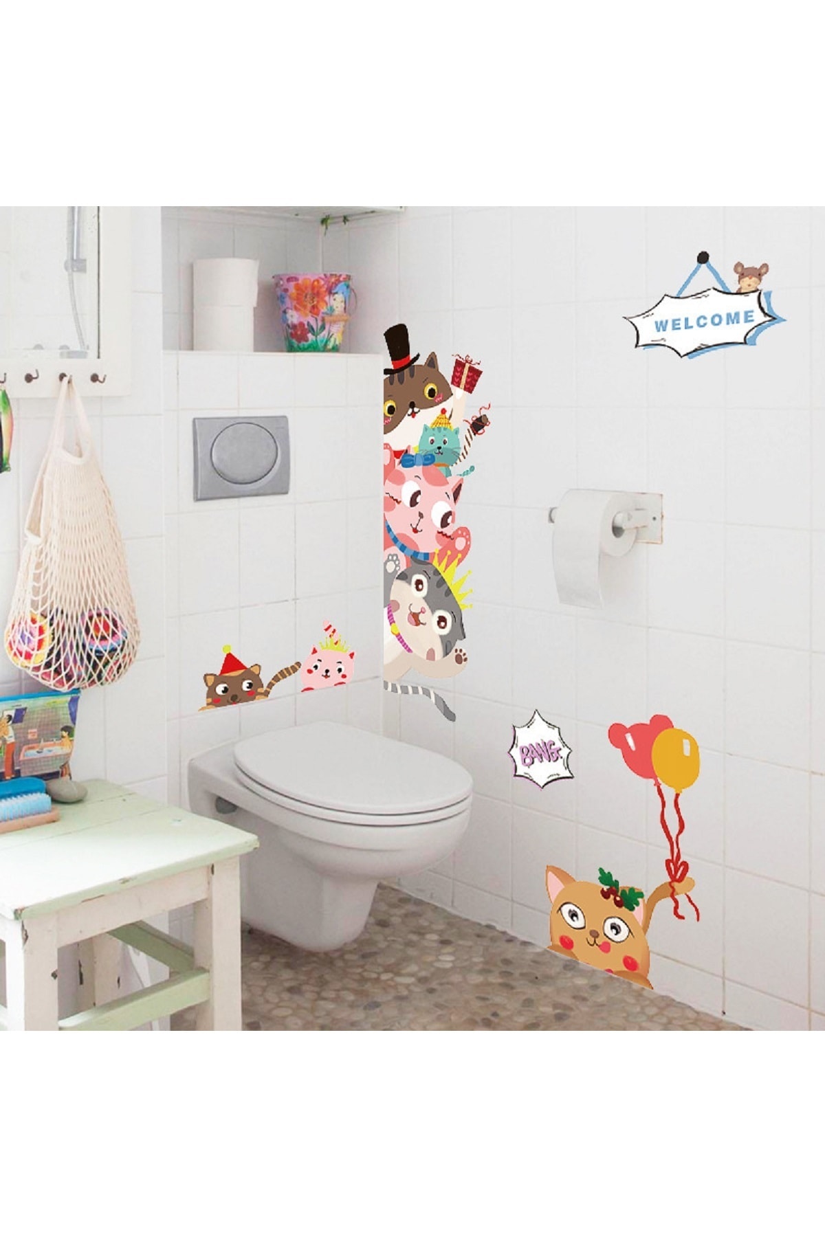 UAT Products Welcome Yazısı Ve Sevimli Hayvanlar Kapı Sticker Çocuk ...