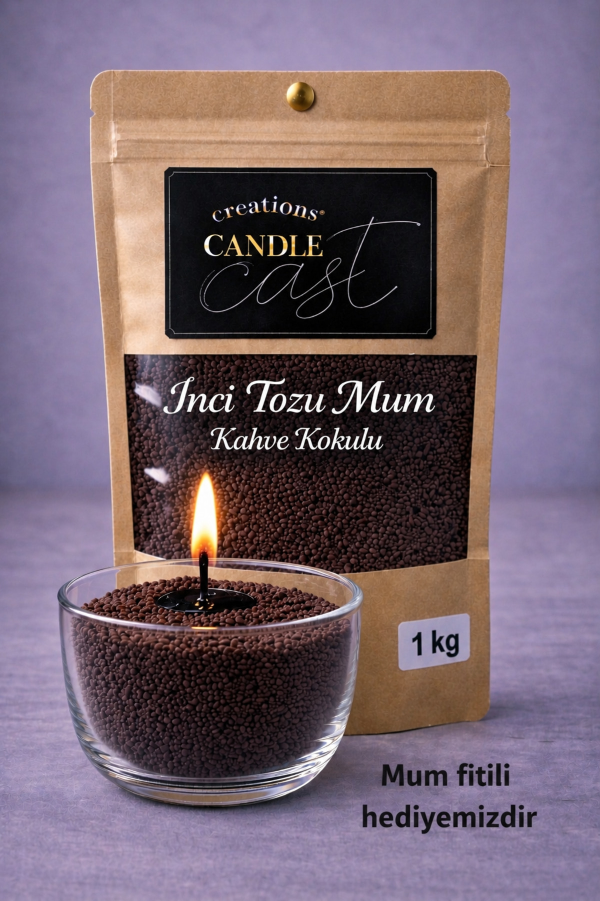 CandleCastCreation Kahve Kokulu Kahverengi İnci Tozu Mum 1 KG - Toz Mum ...