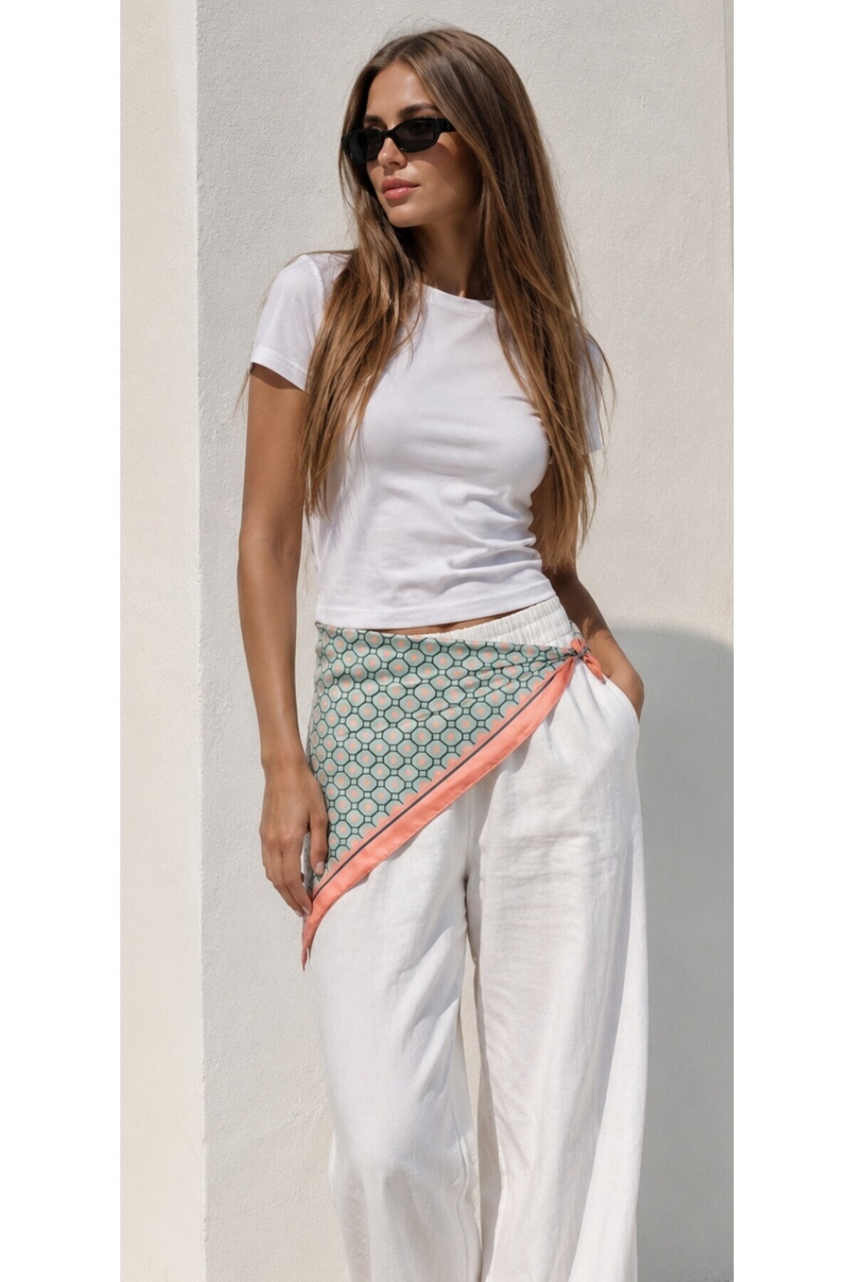 GODE Geometrik desenli fular, bandana, bel aksesuarı - Fiyatı, Yorumları