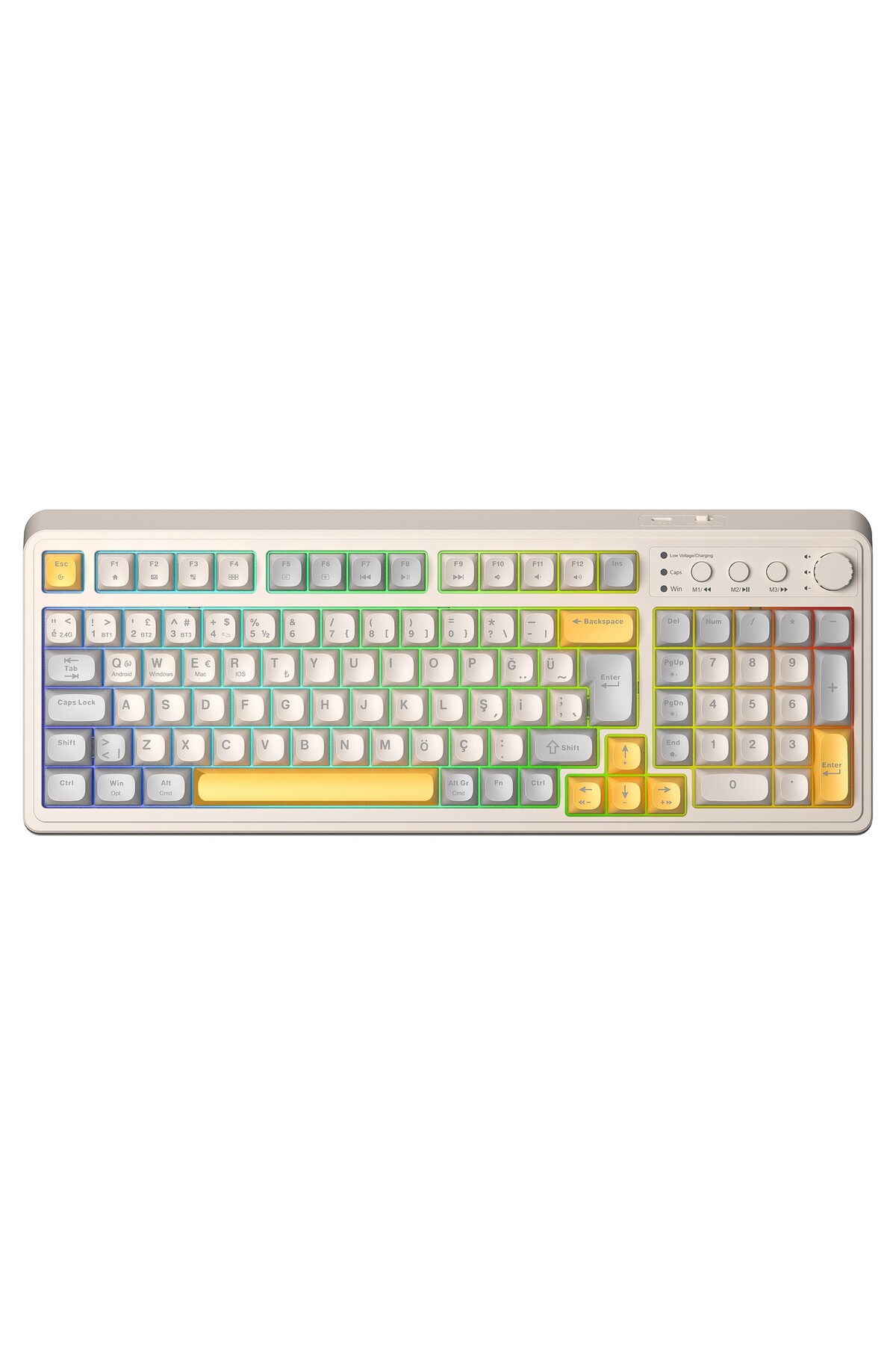 Aula S99 Retro RGB Gaming 3 Modlu Bluetooth/2.4GHz/USB-C Kablosuz ...