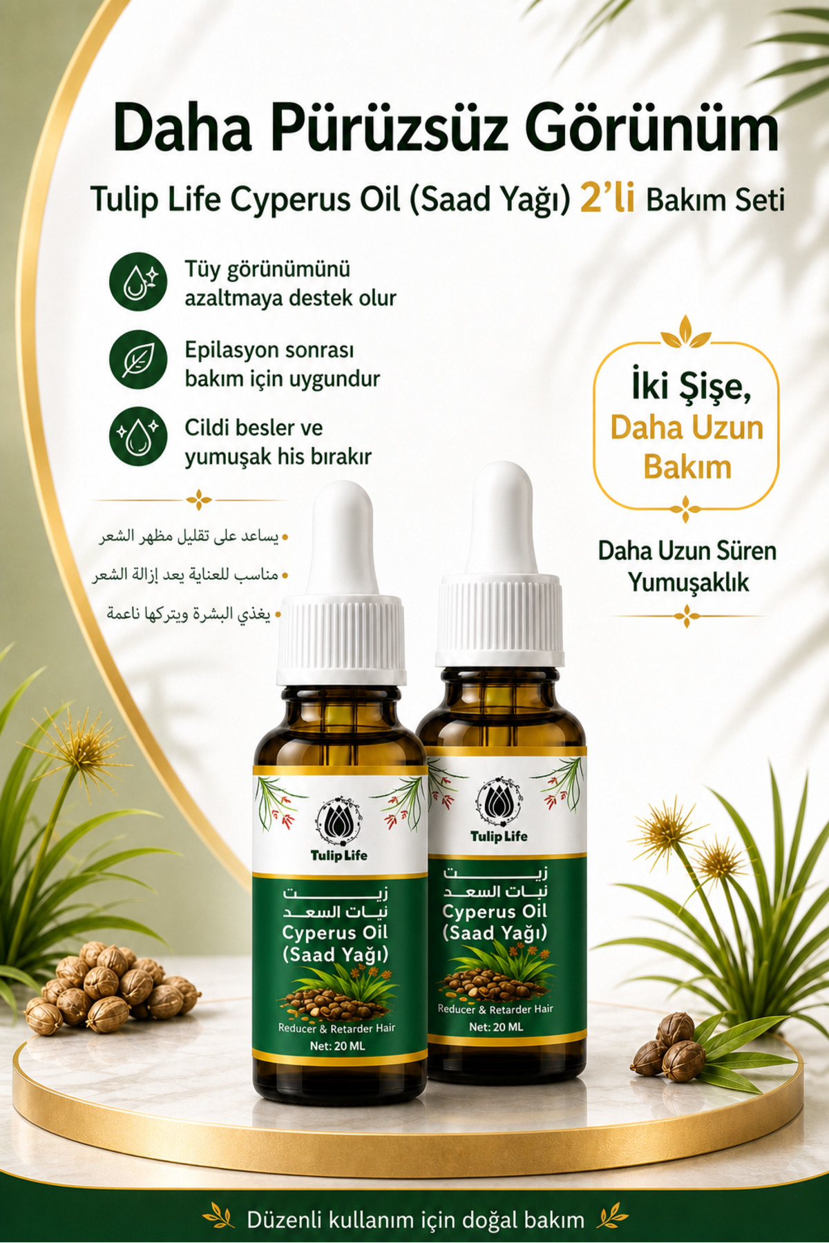 tulip life Cyperus Oil (Saad Yağı) Tüy Görünümünü Azaltmaya Yardımcı ...
