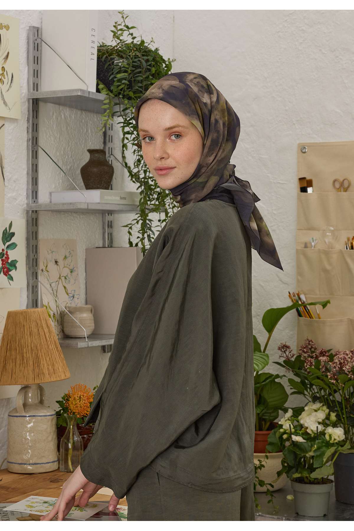 Freshscarfs Rosalıe Desen Pamuk İpek Eşarp Yeşil - Fiyatı, Yorumları