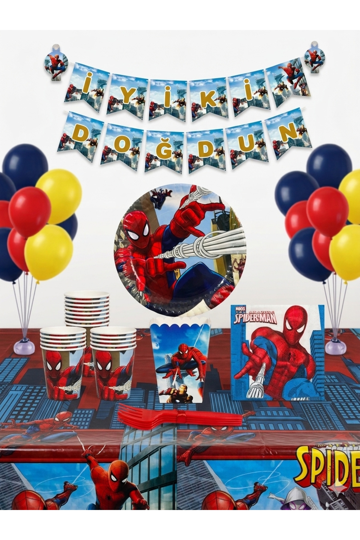 Fillikutum Örümcek Spider Temalı 94 Parça 16 Kişilik Doğum Günü Seti ...