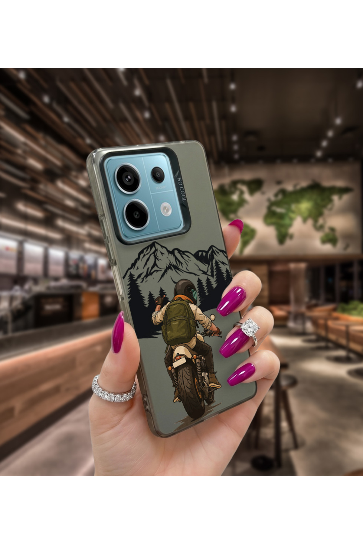 Caseji RedMi Note 13 Pro 5G Uyumlu Motorcu Baskı Desen Darbe Emici ...