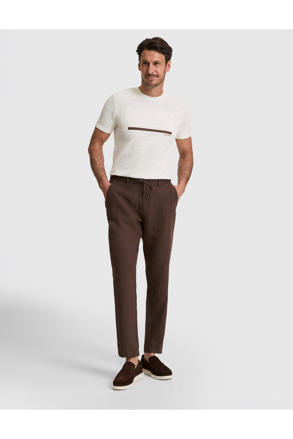 Pierre Cardin Koyu Kahverengi Carrot Fit %100 Keten Kanvas Pantolon ...