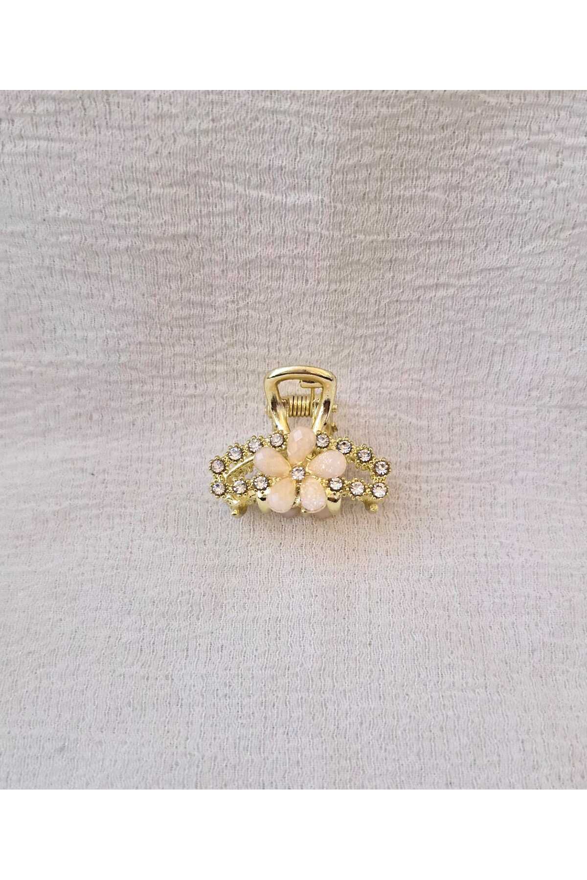 Beyaz Dükkan Zirkon taşlı papatyalı mini metal mandal toka 2,5 cm 1 ...
