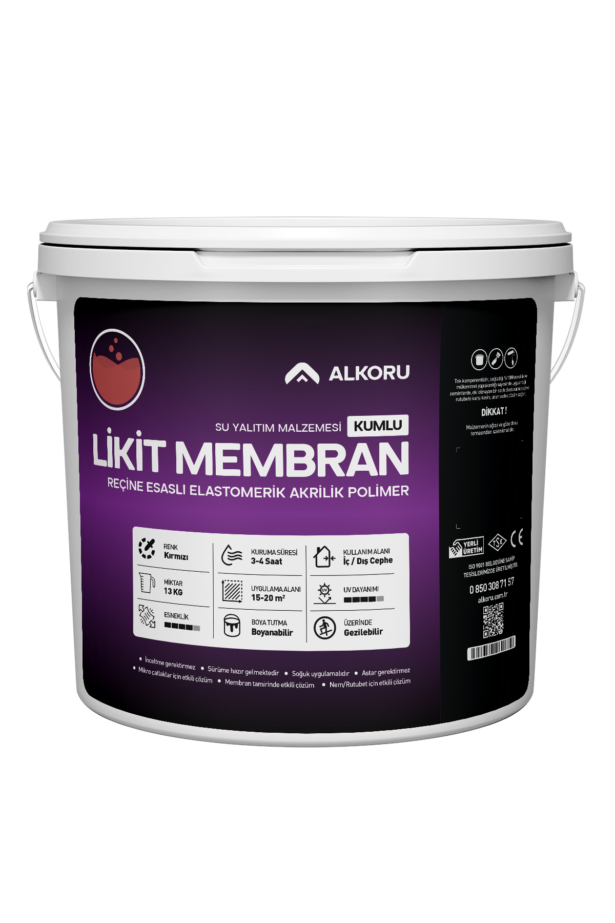 ALKORU 13 KG Kırmızı Kumlu Likit Membran Renkli Reçine Esaslı Sıvı Su ...