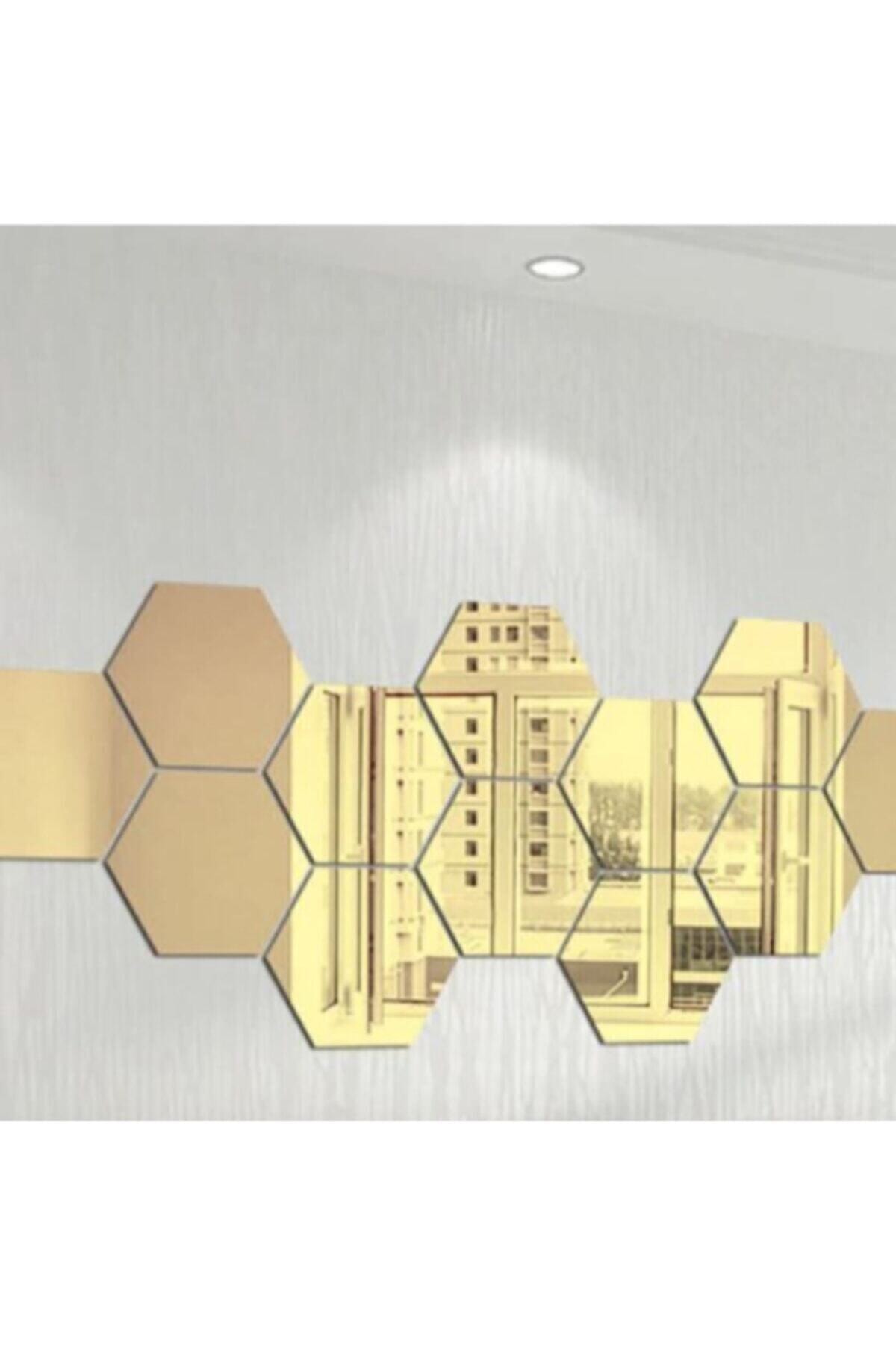 Aker Hediyelik Bal Petegi Gold Dekoratif Altigen Pleksi Ayna Gold Harika Duvar Dekorasyon ...