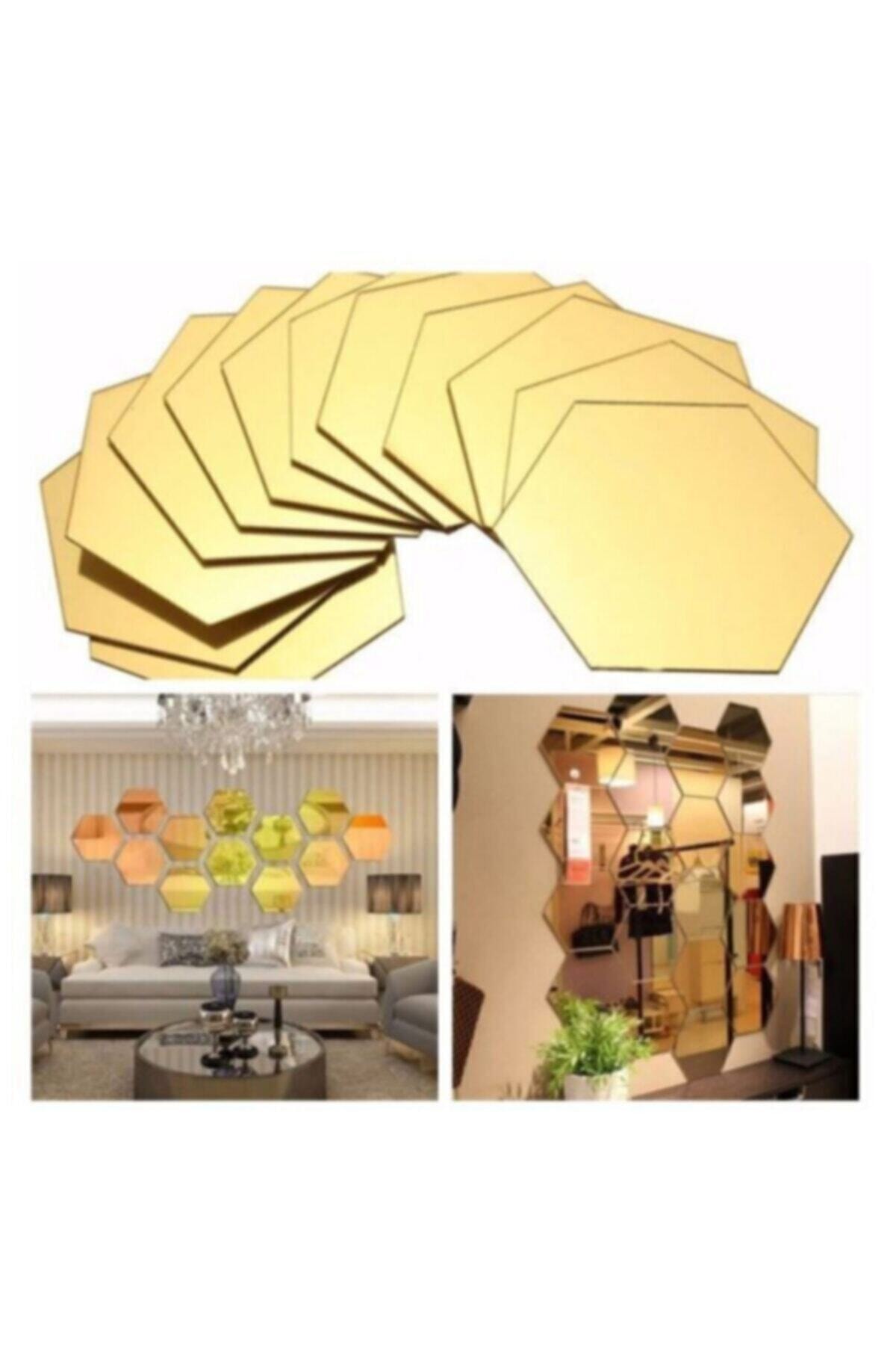 Aker Hediyelik Bal Petegi Gold Dekoratif Altigen Pleksi Ayna Gold Harika Duvar Dekorasyon ...