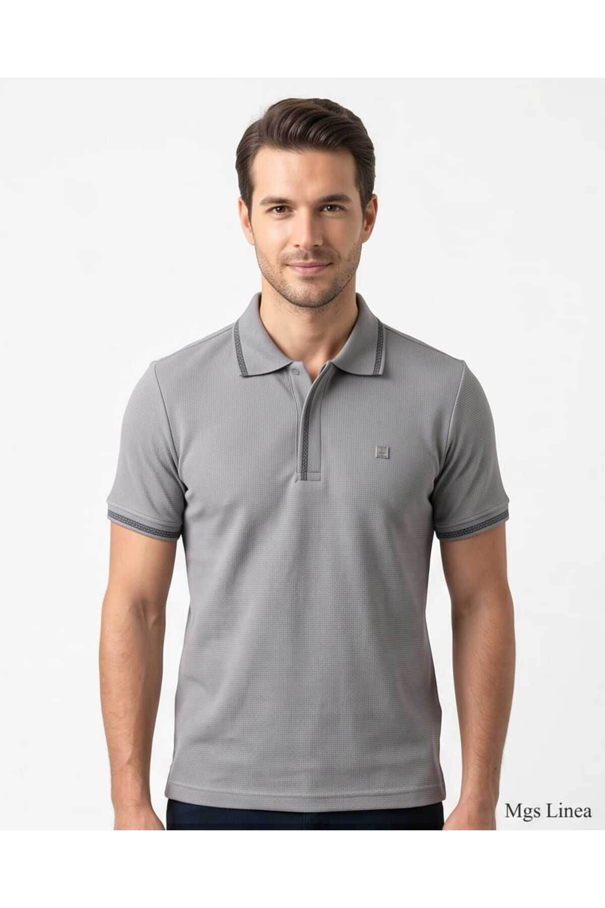 Özeniş Erkek Polo Yaka Slim Fit %100 Pamuk Waffle Kumaş T-Shirt ...