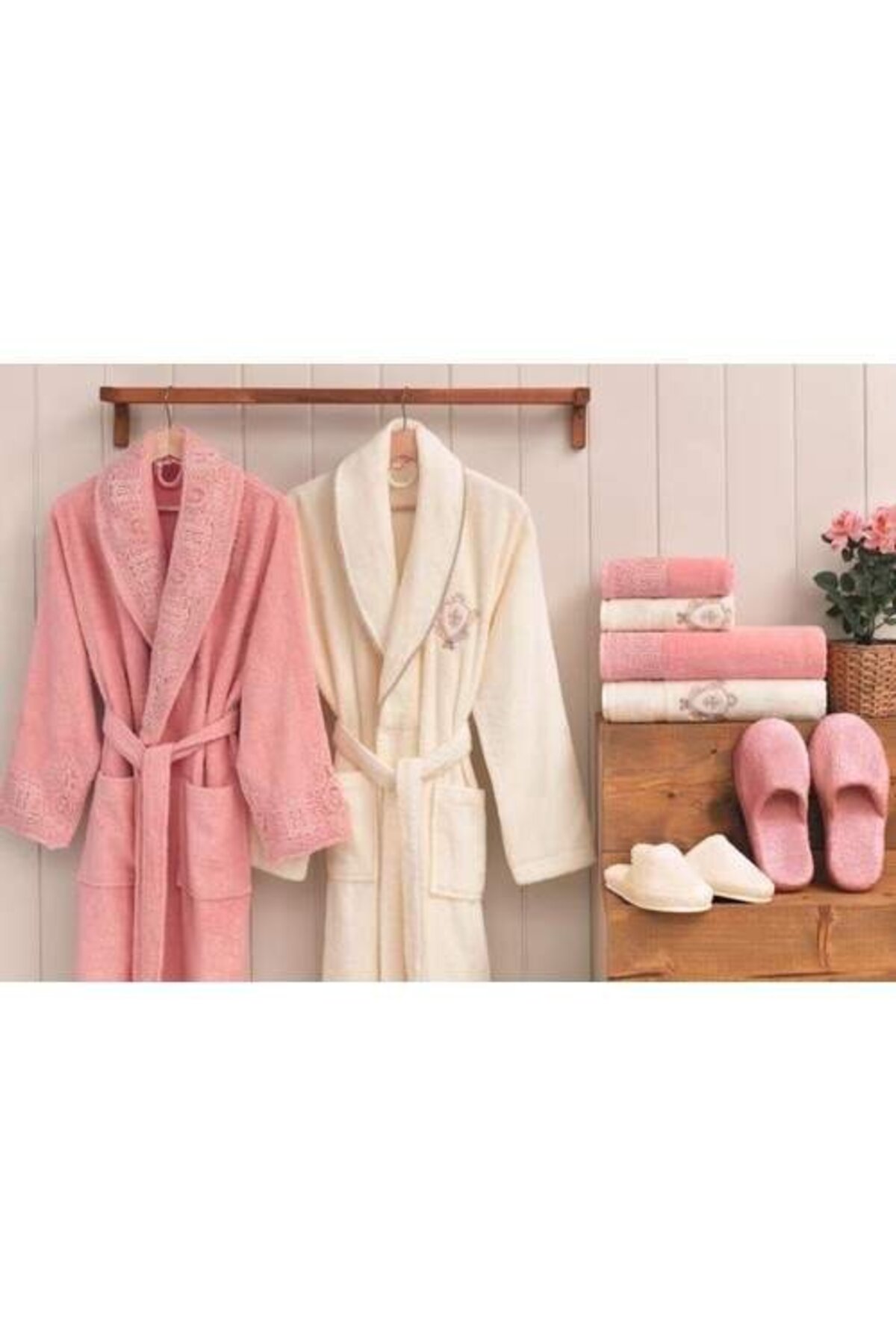 Özdilek Wedding Aile Bornoz Seti Pudra-Krem 3430 - Fiyatı, Yorumları