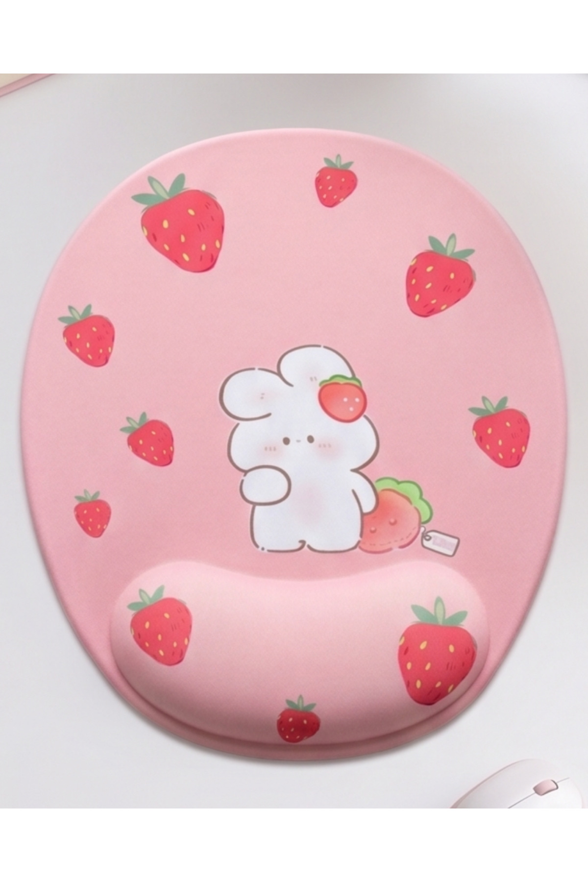 matizya Sevimli Tavşan ve Çilek Desenli Bilek Destekli Mousepad Cute ...
