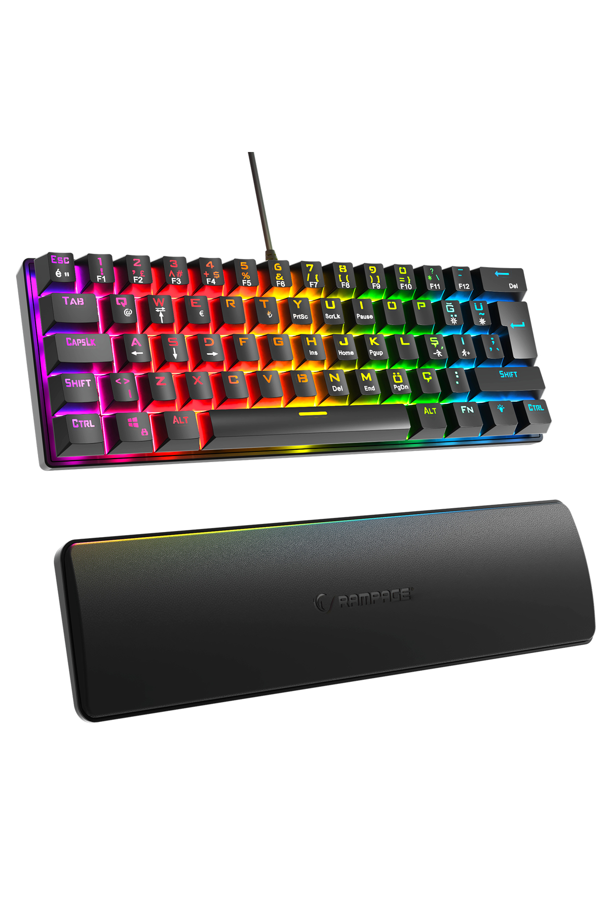 Rampage Ally K11 Siyah Rainbow Q Gaming Kablolu Oyuncu Klavye Bilek ...