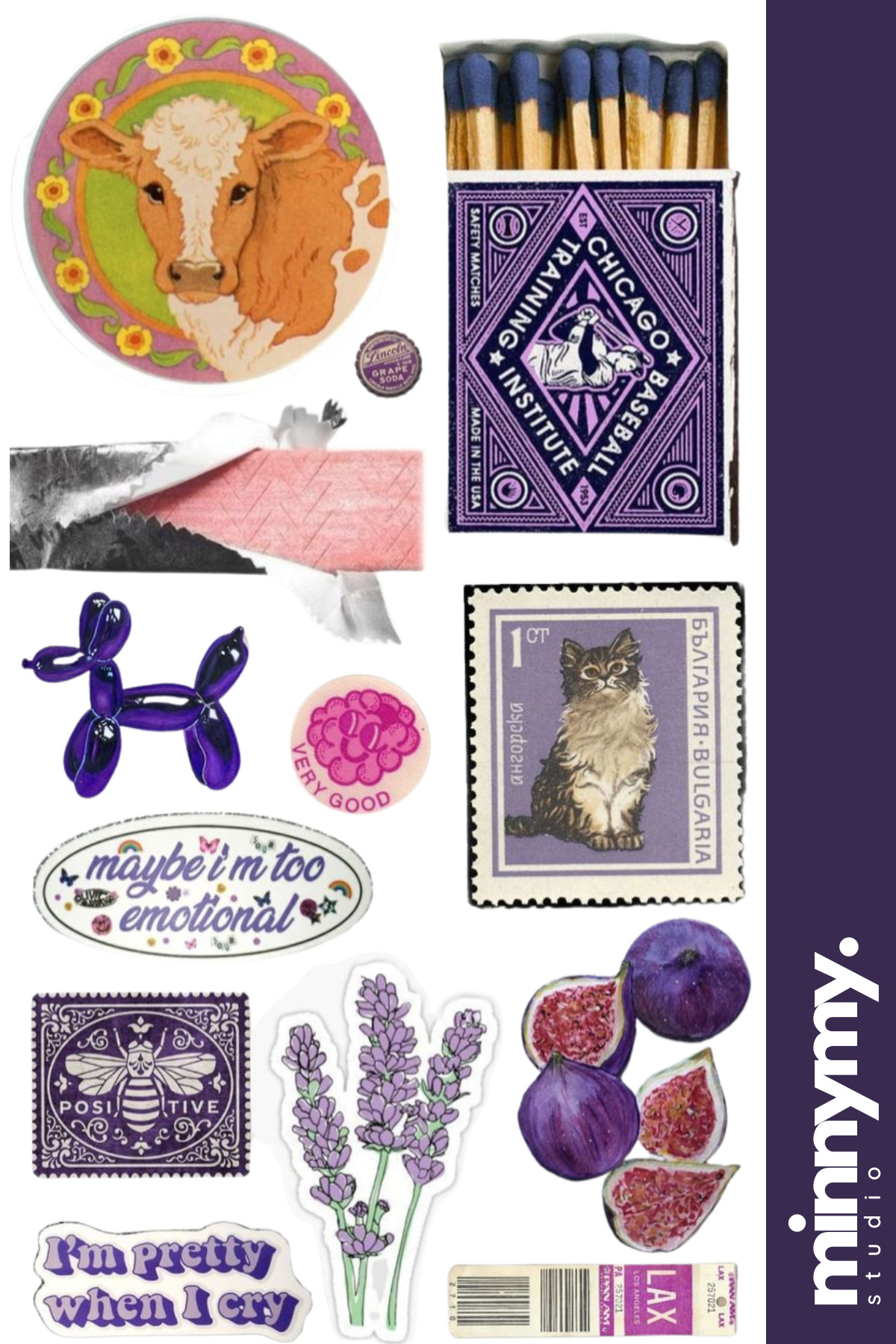 Minnymy Purple Wave Collection Sticker, Çıkartma, Ajanda, Günlük ...