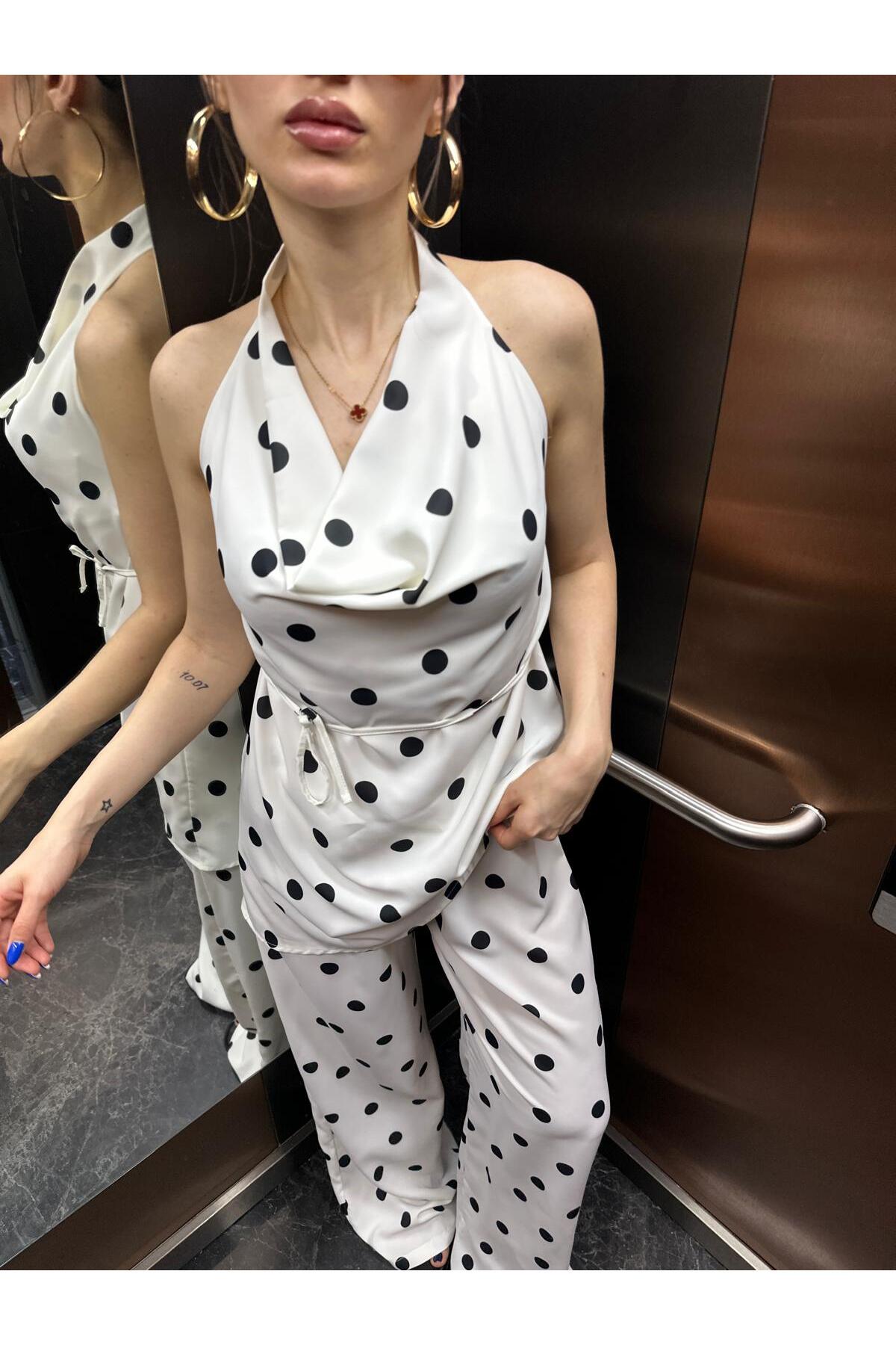 Özgece PUANTIYE DESEN BLUZ PANTOLON IKILI TAKIM - Fiyatı, Yorumları