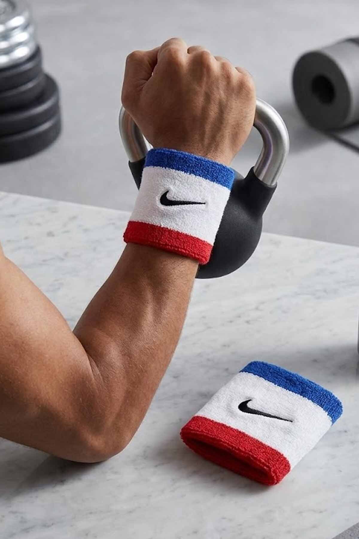 Nike Swoosh Sporcu Bilekliği - 2'li Paket Çift Yönlü Havlu Ter Bandı ...